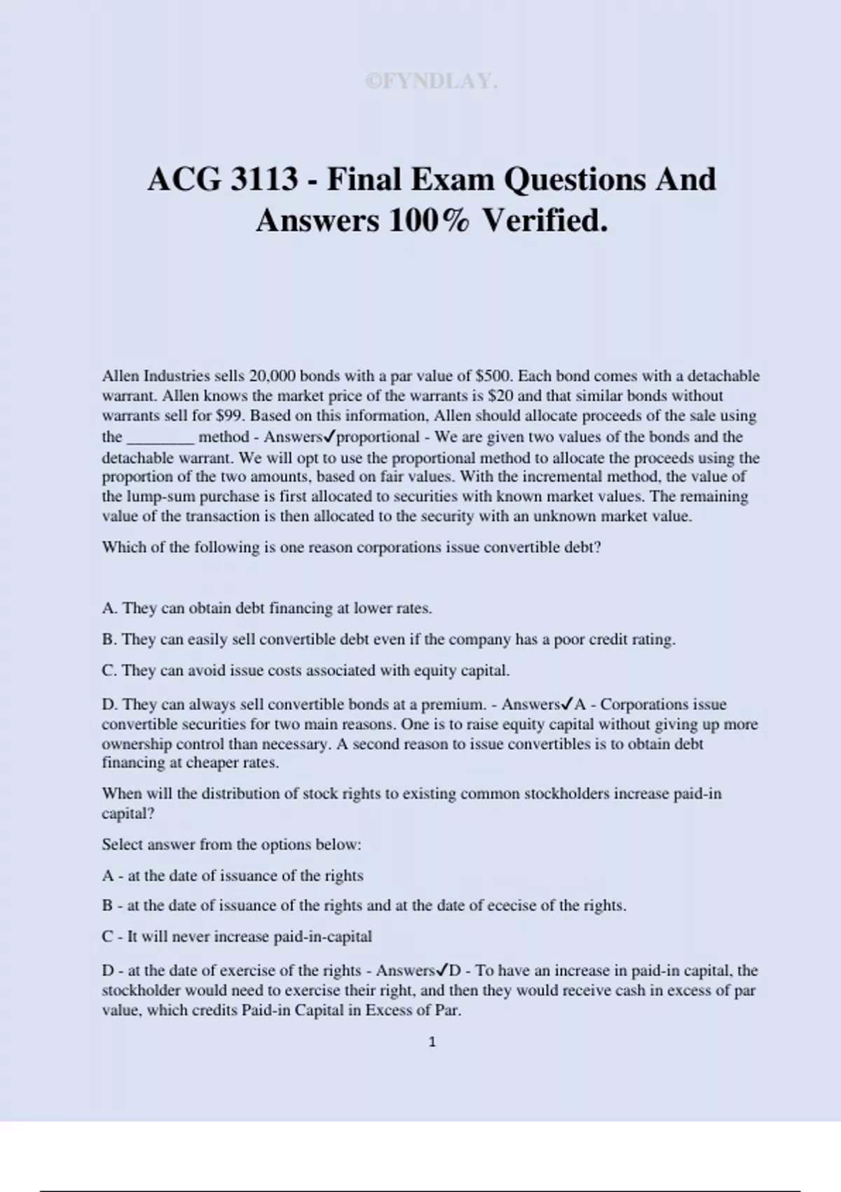 ACG 3113 - Final Exam Questions And Answers 100% Verified. - ACG3113 - Stuvia US