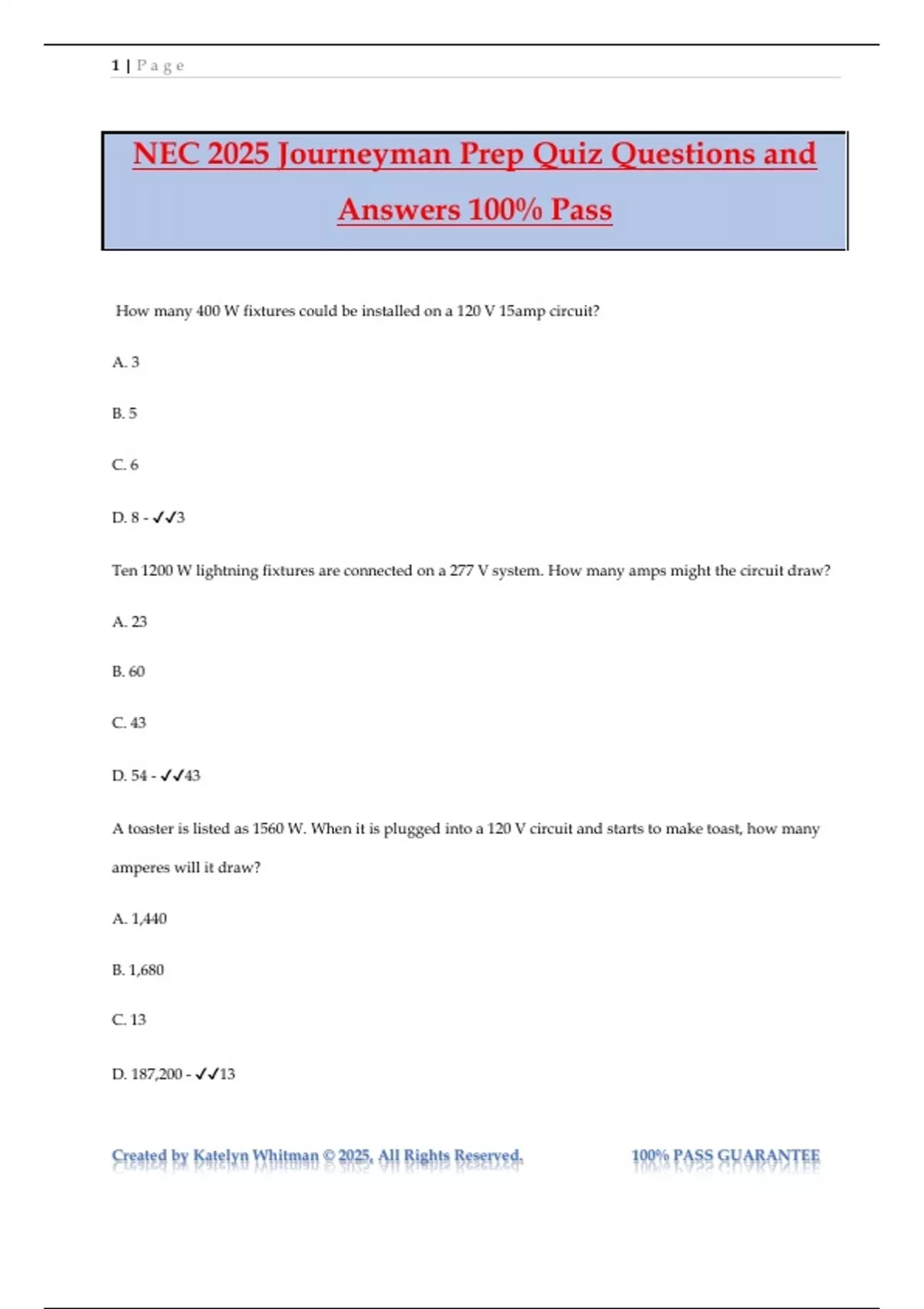 NEC 2025 Journeyman Prep Quiz Questions and Answers 100% Pass - NEC - Stuvia US