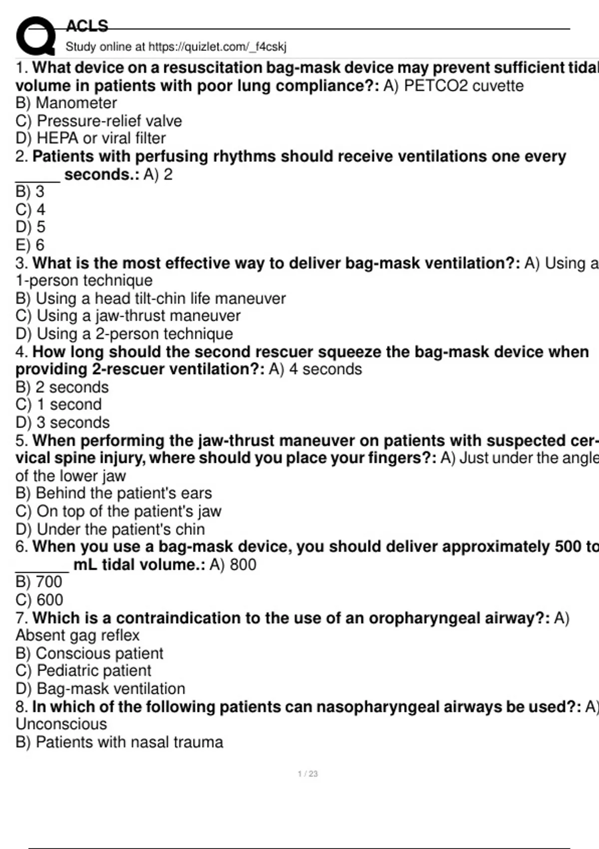 ACLS certification for healthcare professionals Exams - ACLS ...