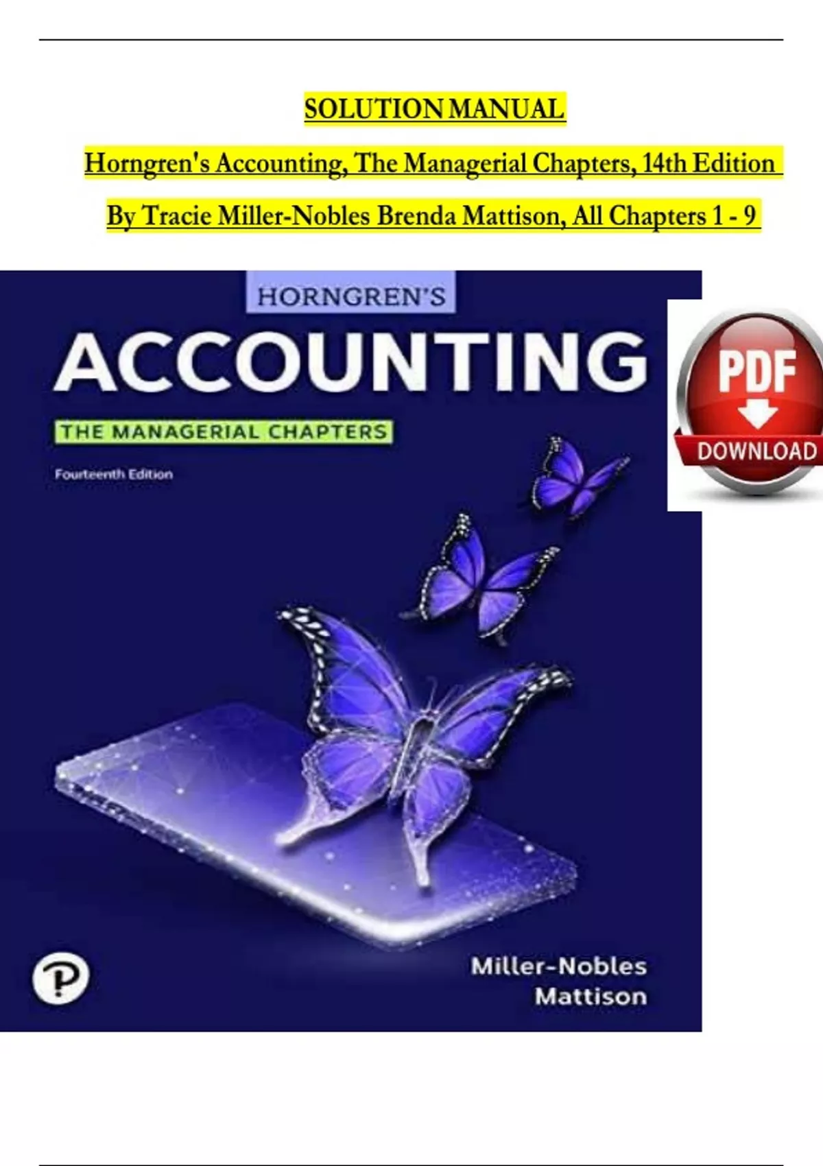 Horngren's Accounting, The Managerial Chapters, 14th Edition - Horngren ...