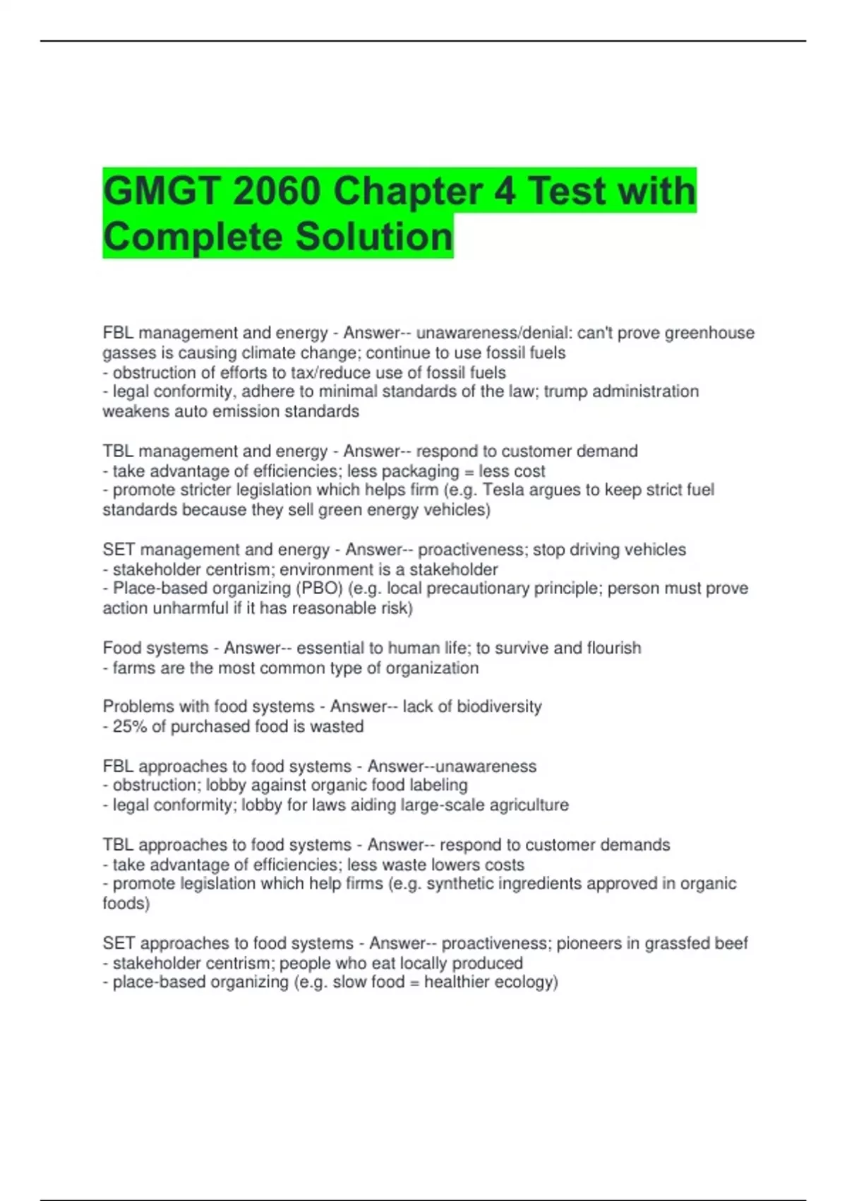 GMGT 2060 Chapter 4 Test with Complete Solution - GMGT 2060 - Stuvia US