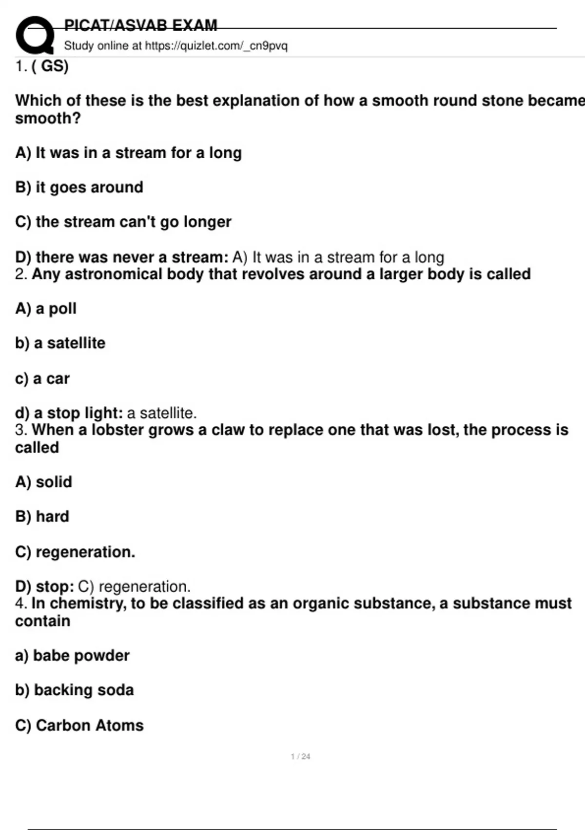 PICAT/ASVAB FINAL EXAM 2024/2025 (Questions With 100% Correct Answers ...