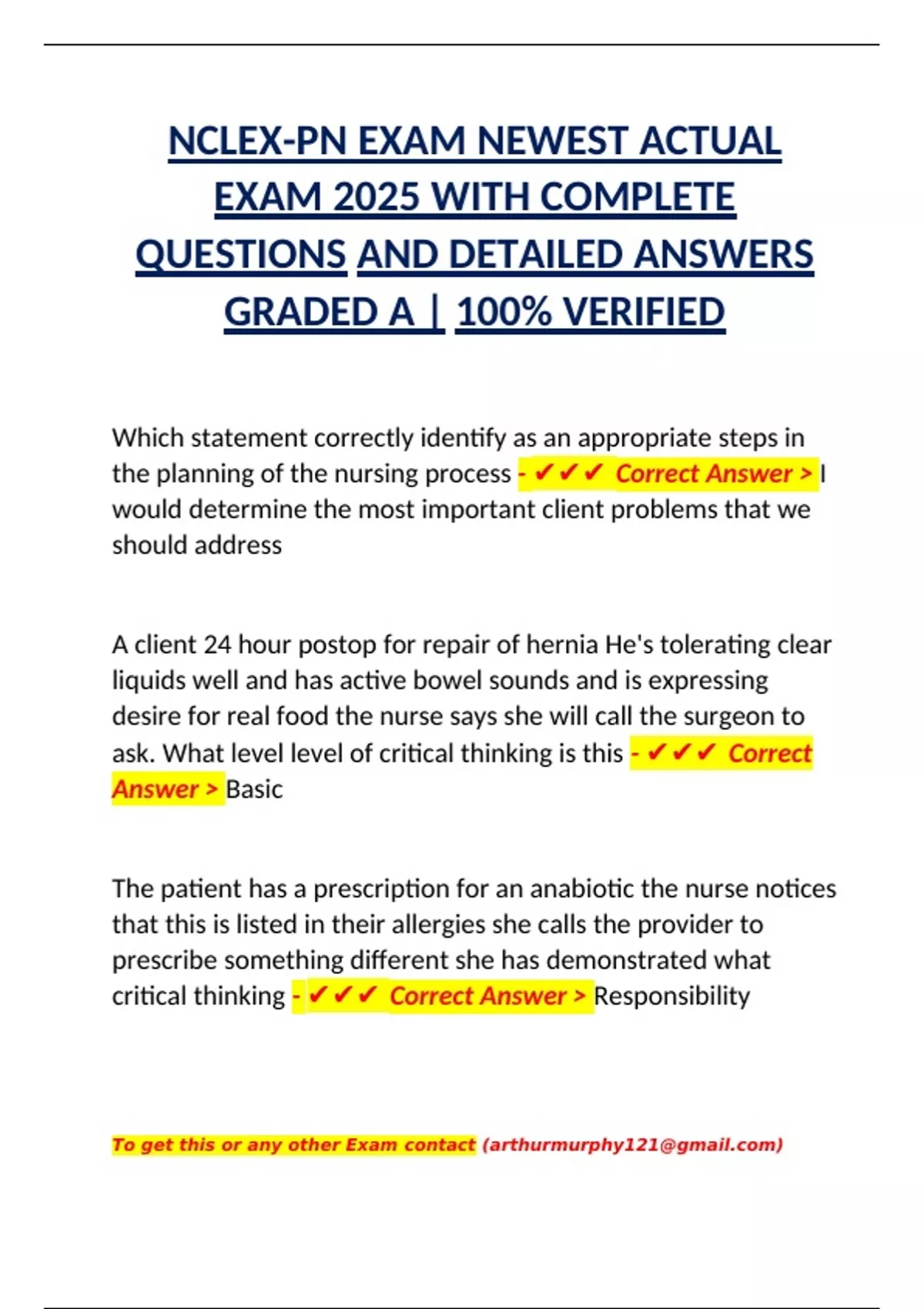 NCLEX PN EXAM 2025 WITH QUESTIONS AND DETAILED ANSWERS LATEST UPDATE ...