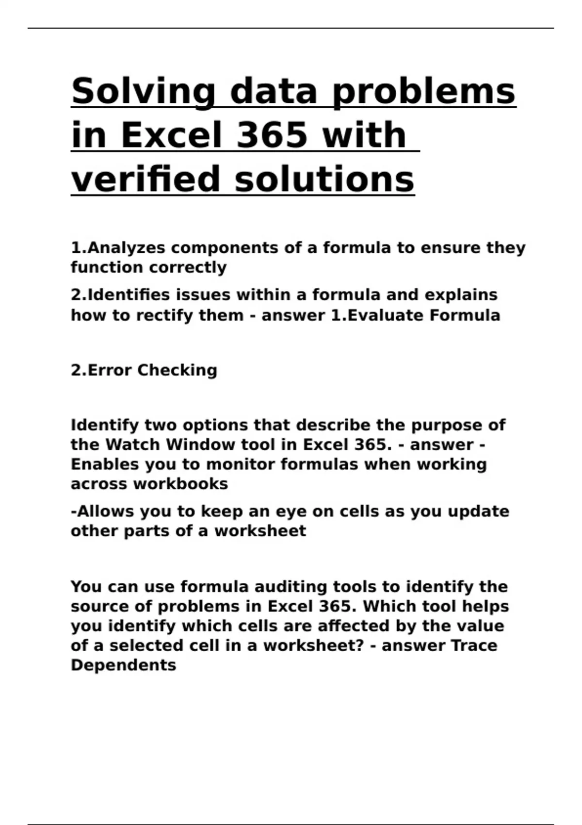 Solving data problems in Excel 365 with verified solutions - Solving data problems in ExcCEL ...