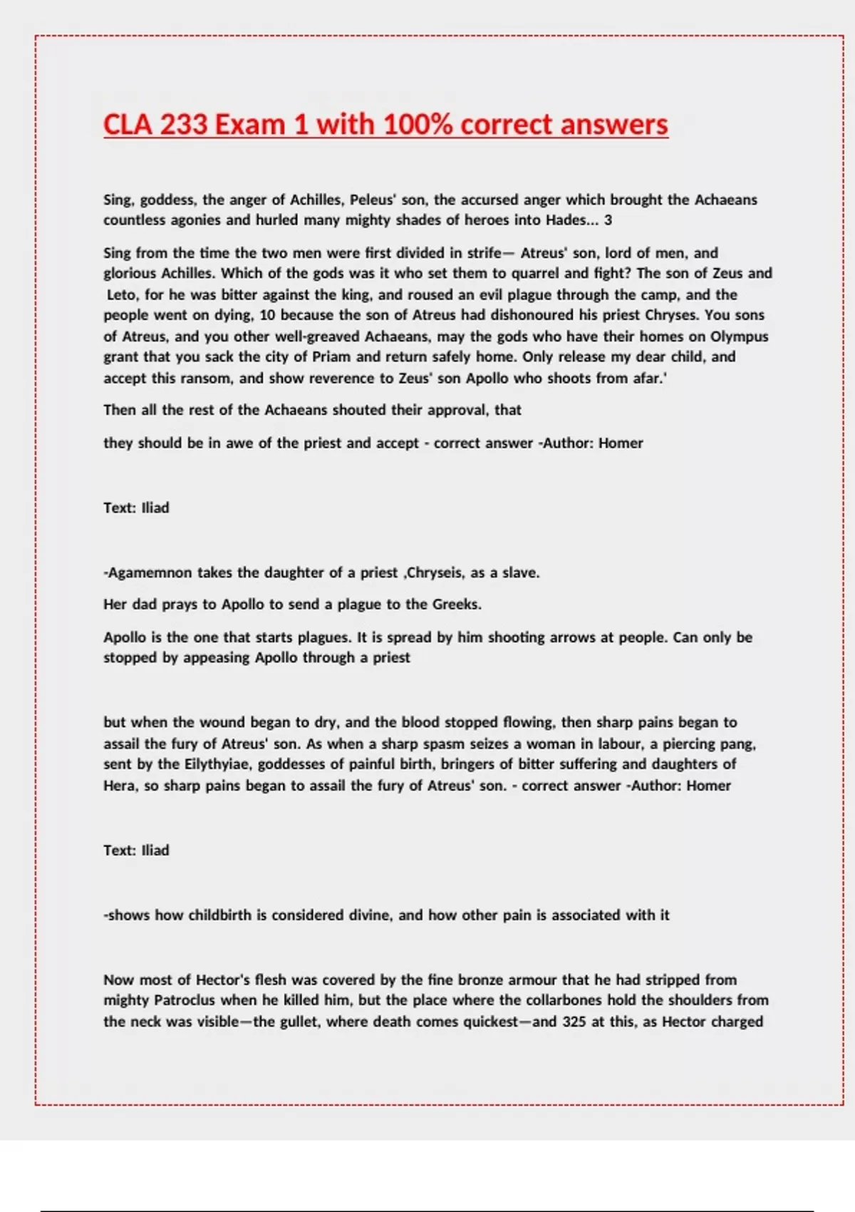 CLA 233 Exam 1 with 100% correct answers - CLA 233 - Stuvia US