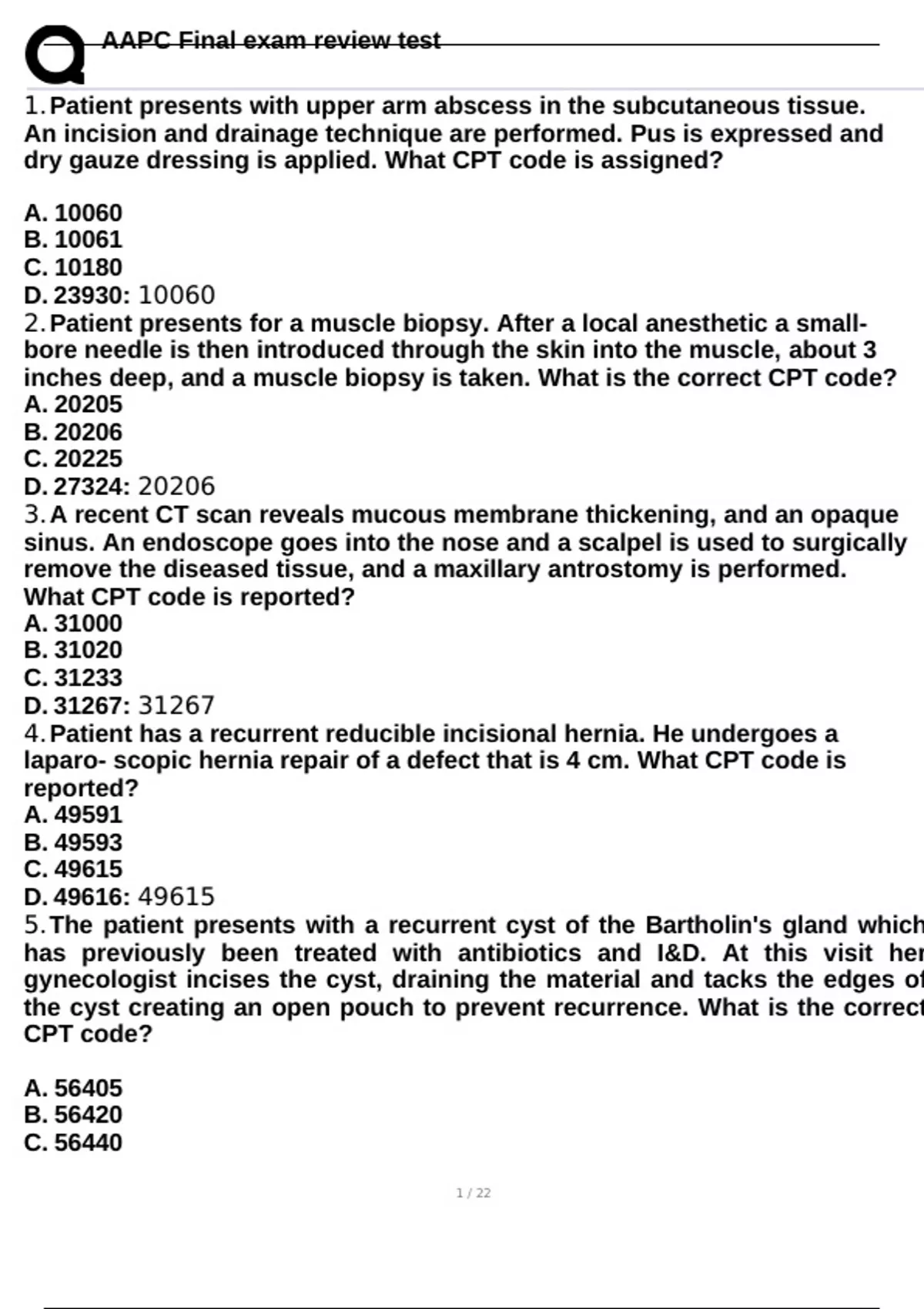 AAPC Final exam review test questions with complete answers - AAPC ...