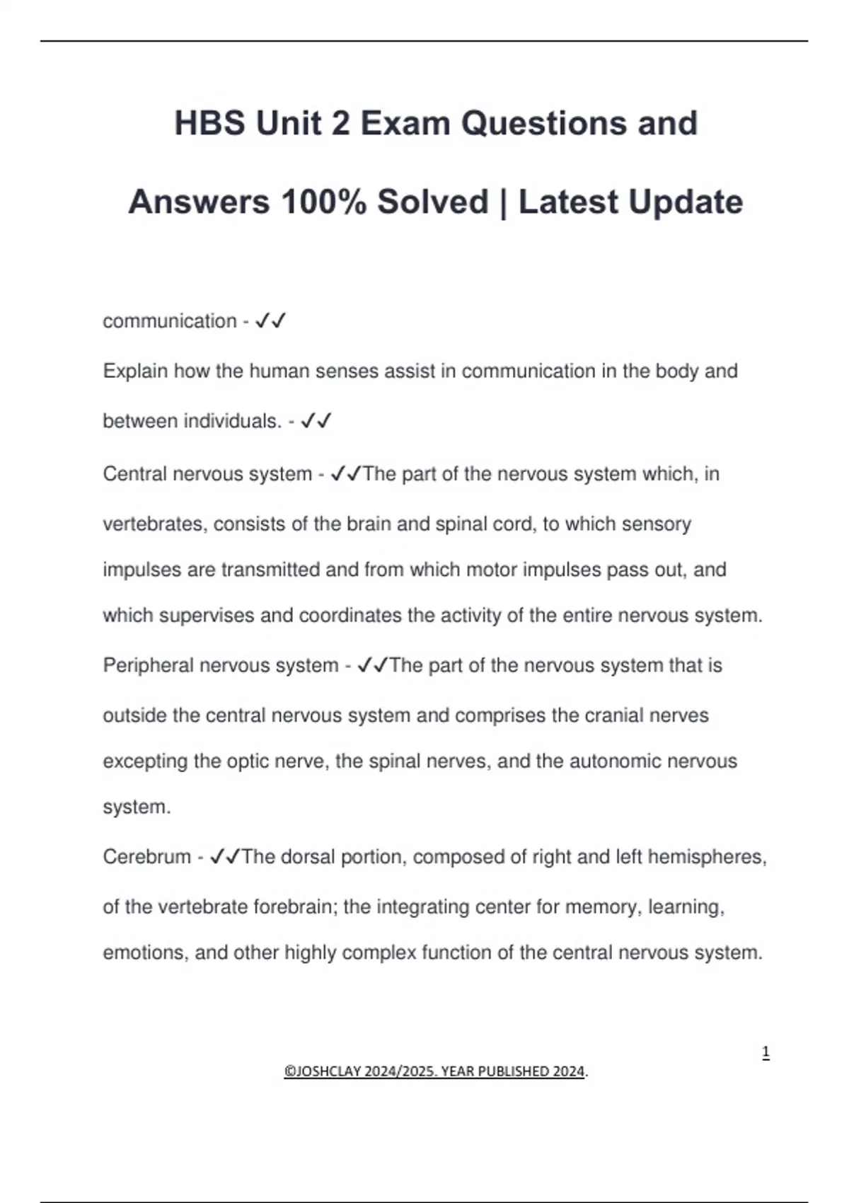 HBS Unit 2 Exam Questions and Answers 100% Solved | Latest Update ...