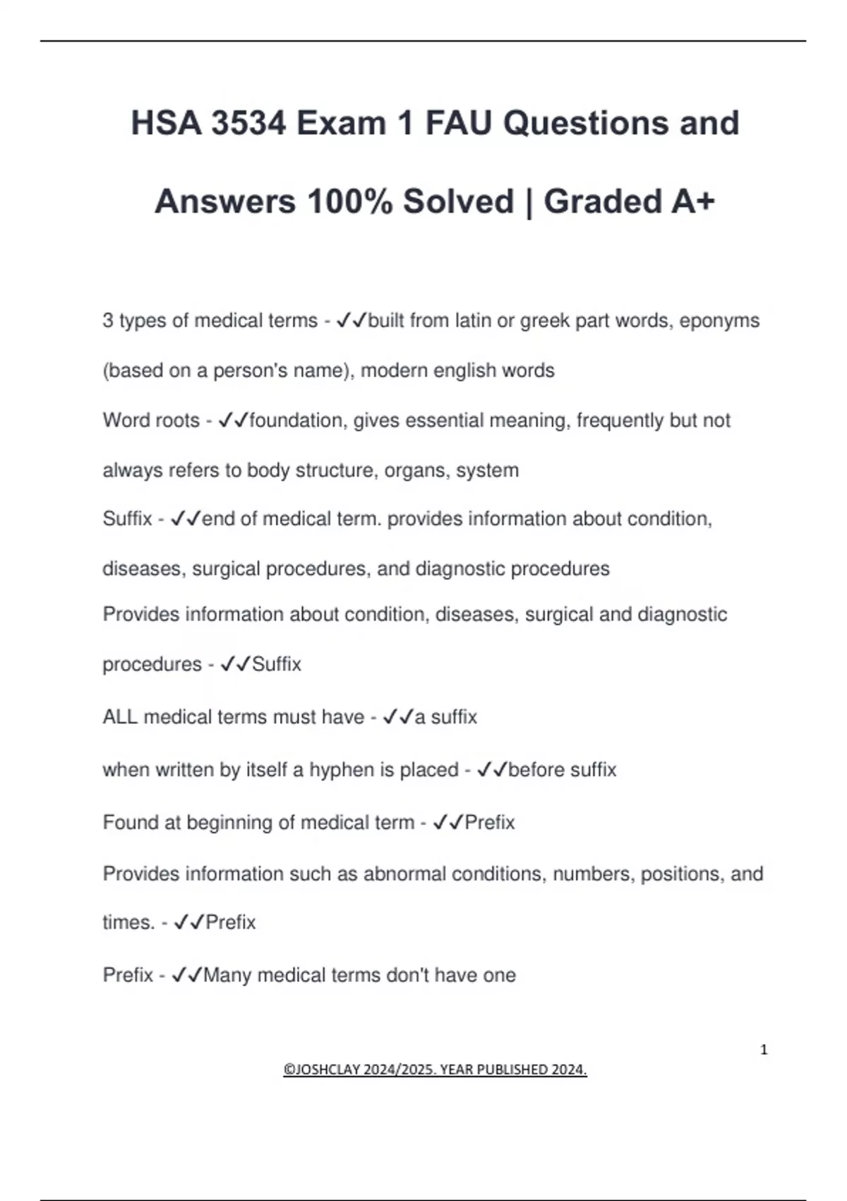 HSA 3534 EXAM PACKAGE DEAL QUESTIONS AND VERIFIED ANSWERS 100% ...