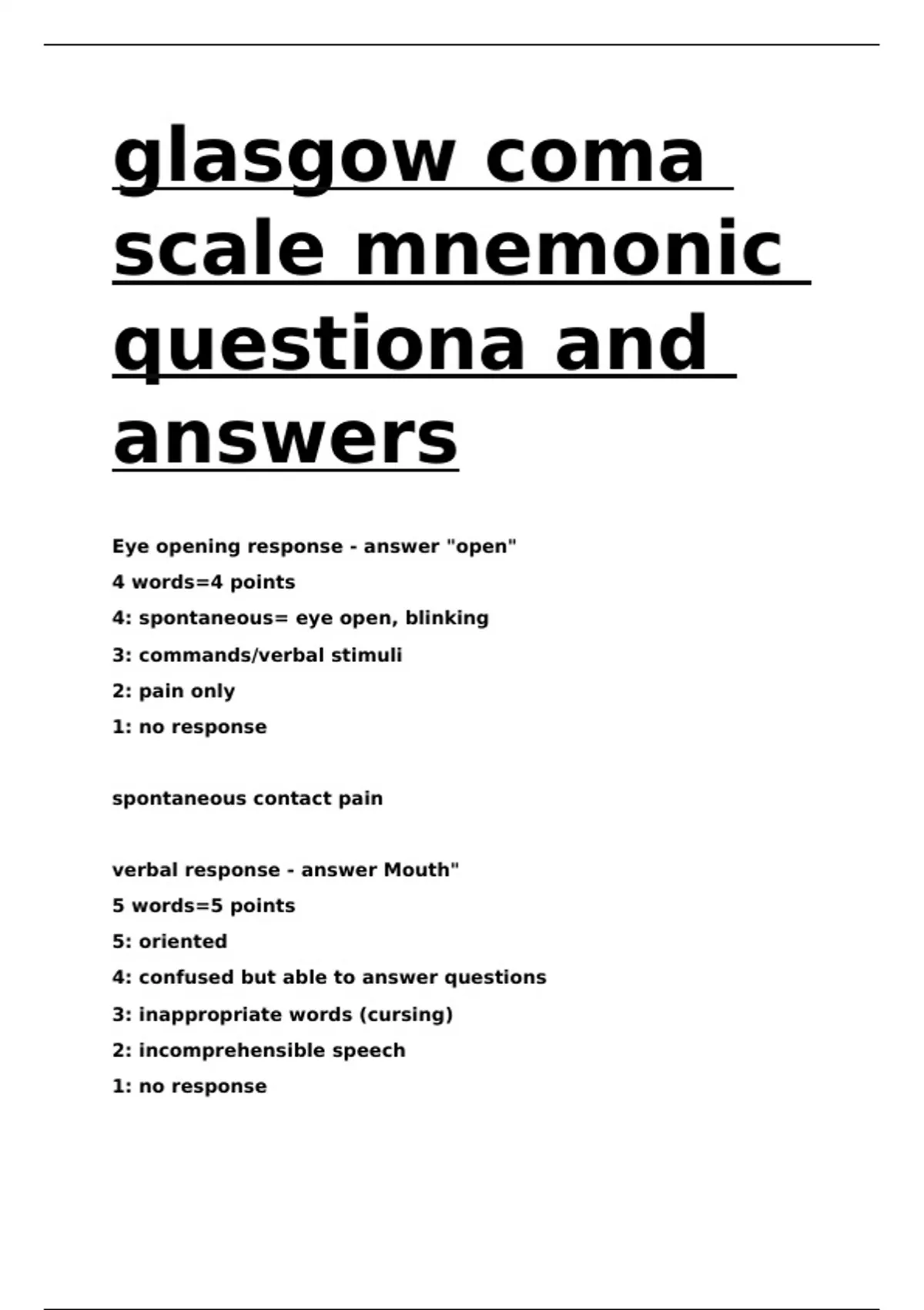 glasgow coma scale mnemonic questiona and answers - Geological time ...