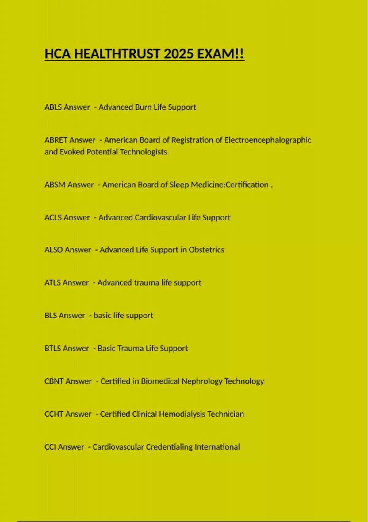 HCA HEALTHTRUST 2025 EXAM!! - HCA HEALTHTRUST - Stuvia US