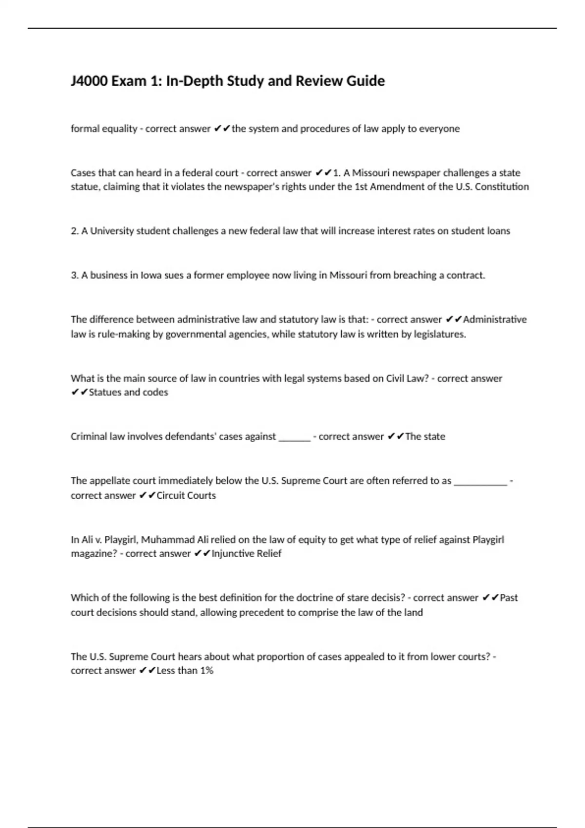 J4000 Exam 1: In-Depth Study and Review Guide - J4000 - Stuvia US
