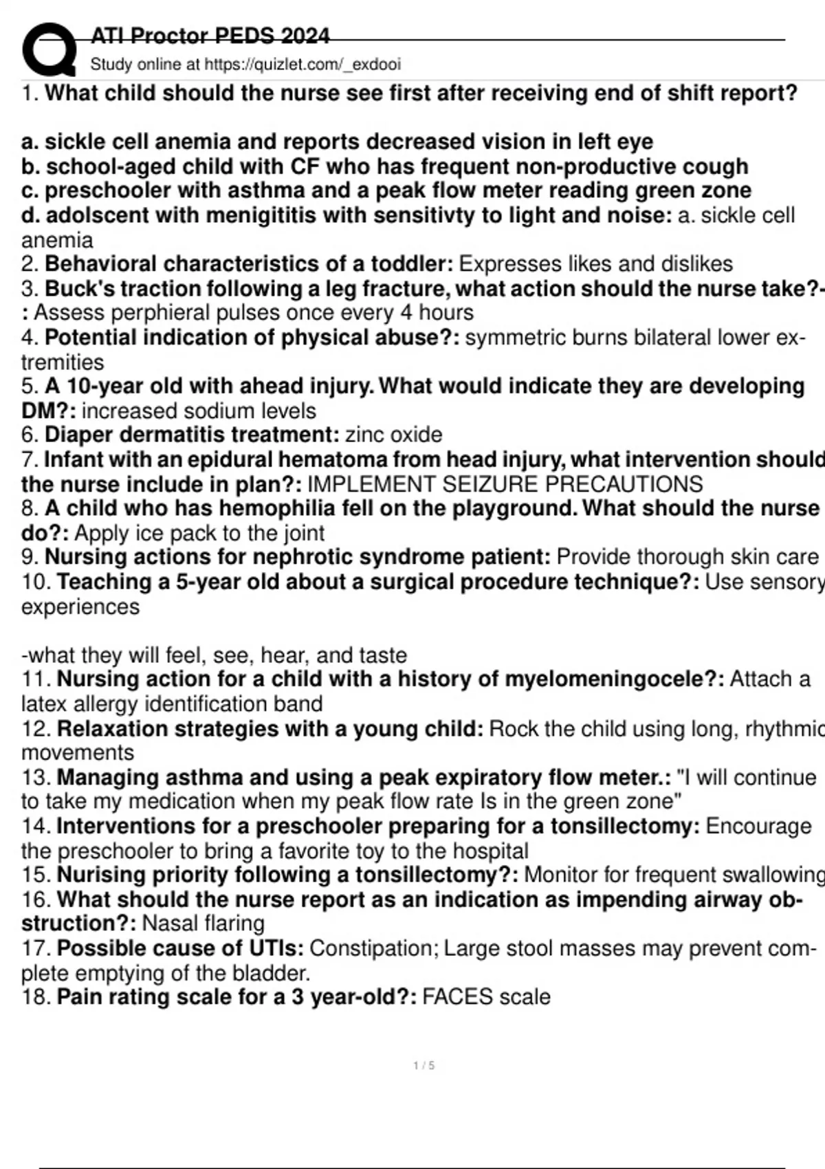 ATI Pediatrics Nursing Exam( ) GRADE A - PEDS ATI - Stuvia US