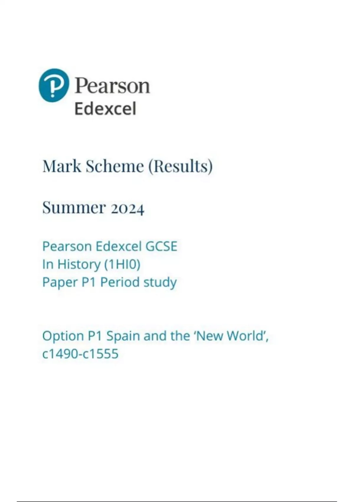 Pearson Edexcel GCSE In History 1hi0-p1 (1HI0) Paper P1 Period study ...