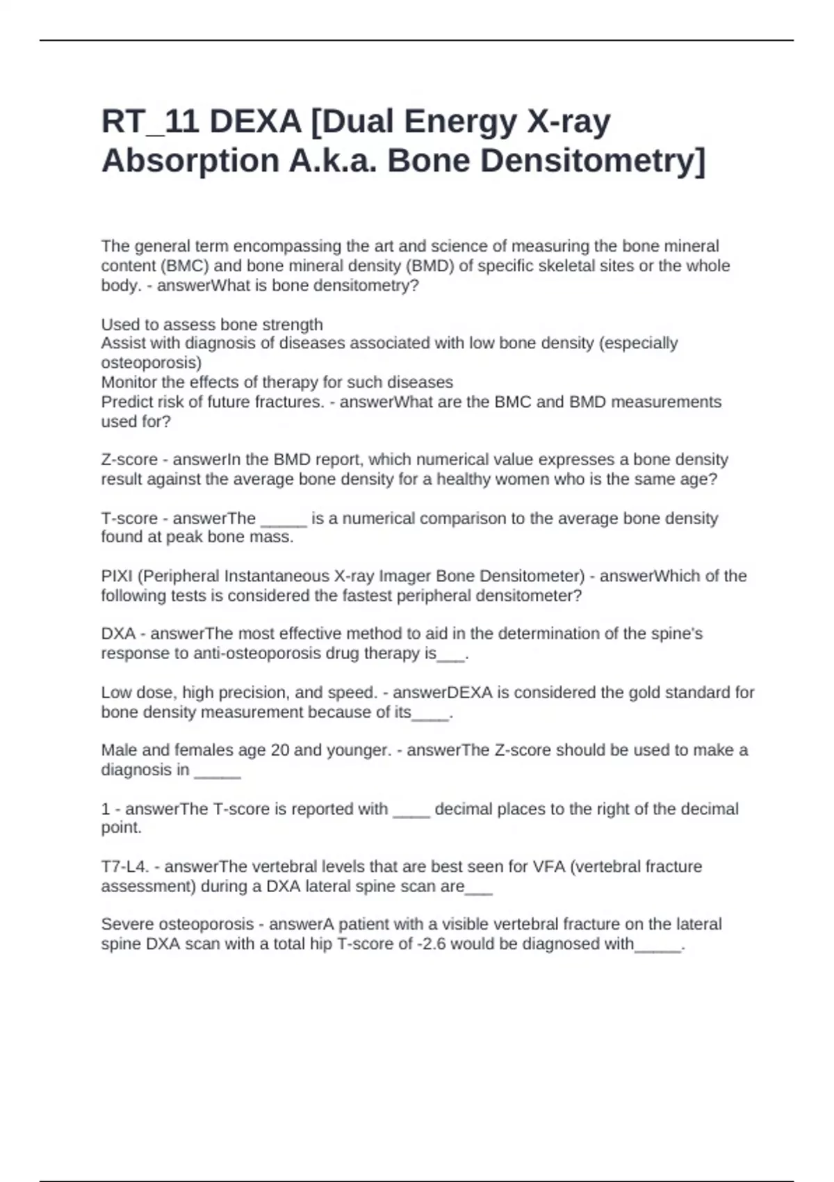 RT_11 DEXA -Dual Energy X-ray Absorption A.k.a. Bone Densitometry ...