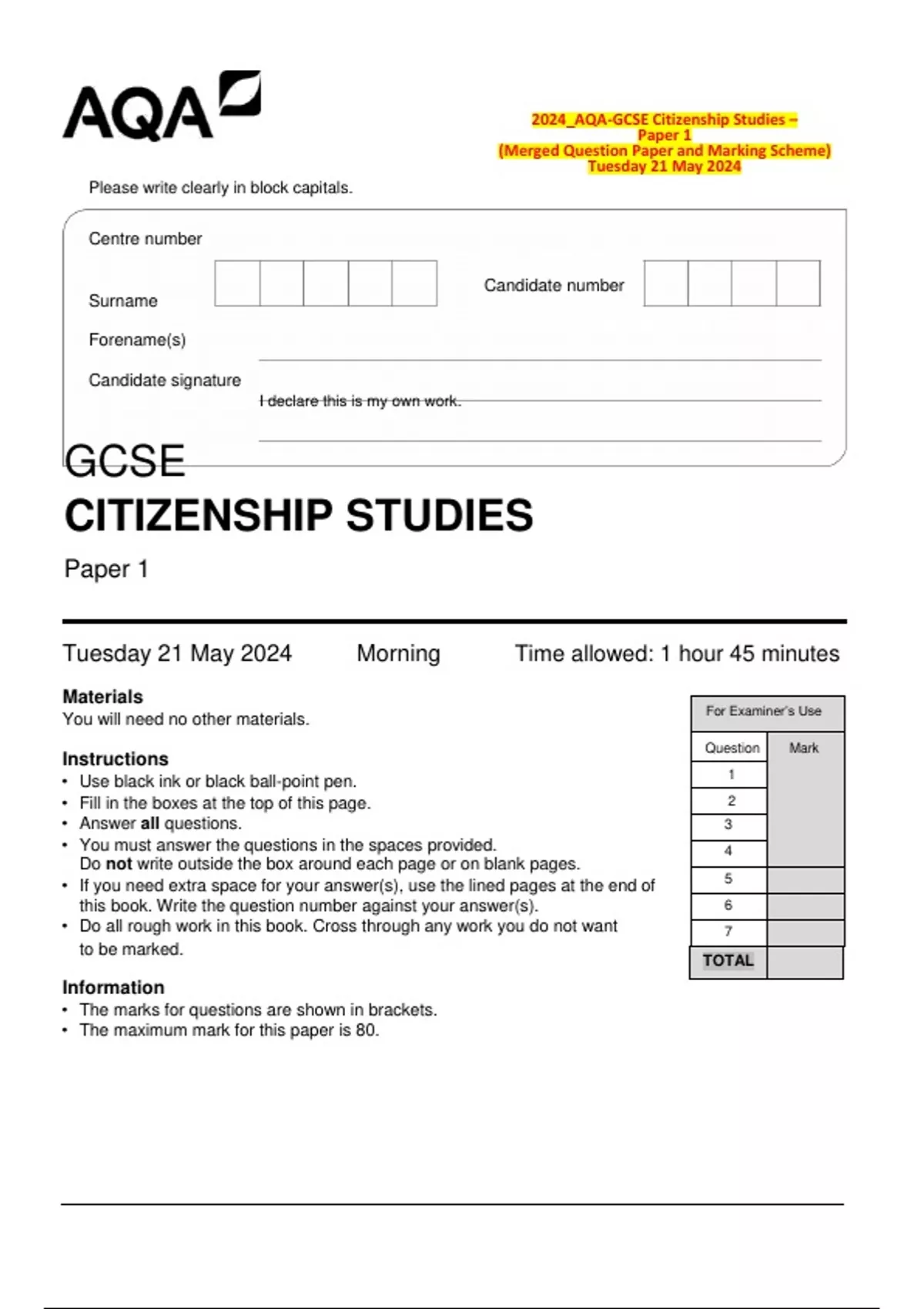 2024_AQA-GCSE Citizenship Studies – Paper 1 (Merged Question Paper and ...