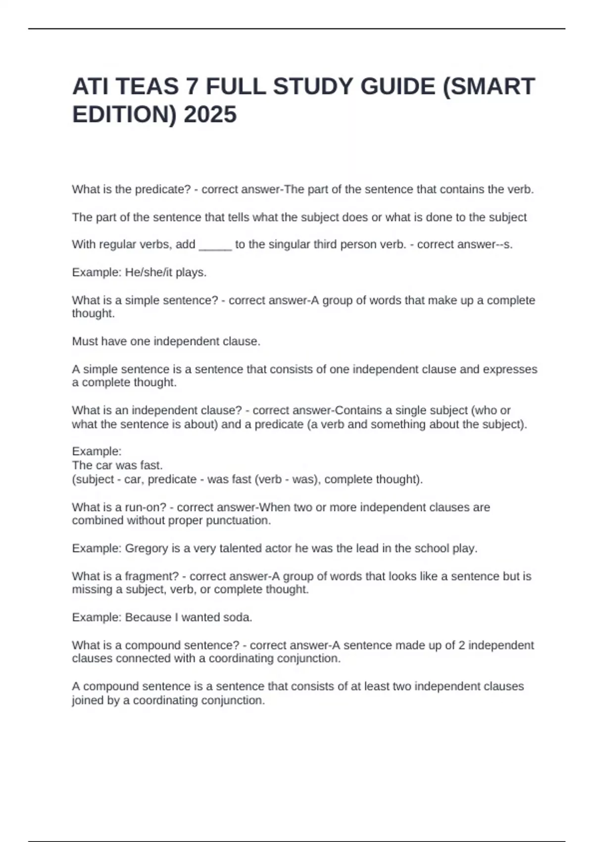 ATI TEAS 7 FULL STUDY GUIDE (SMART EDITION) 2025 - ATI Teas - Stuvia US