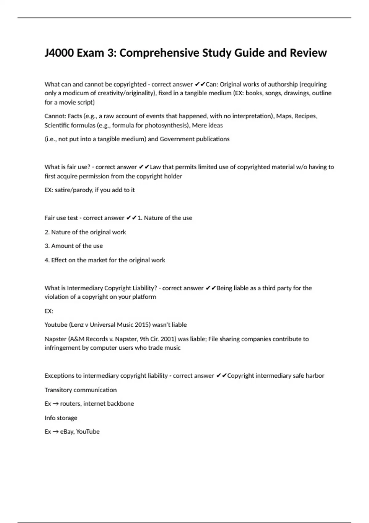 J4000 Exam 3: Comprehensive Study Guide and Review - J4000 - Stuvia US