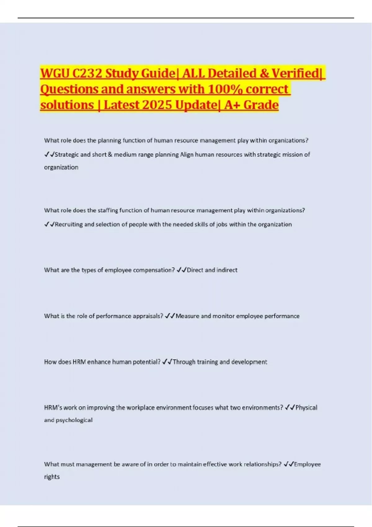 WGU C232 Study Guide| ALL Detailed & Verified| Questions and answers ...