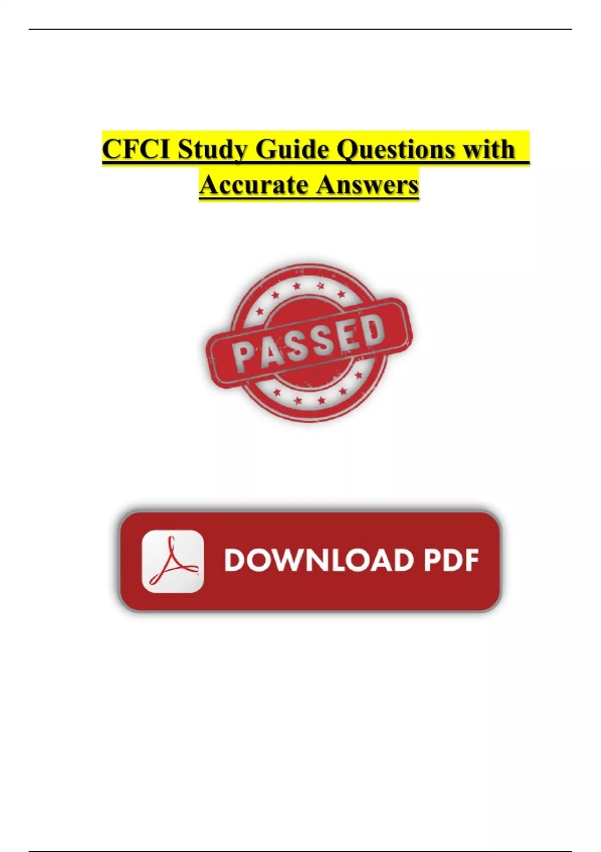 CFCI Study Guide Questions with Accurate Answers || 2024/2025 - CFCI - Stuvia US