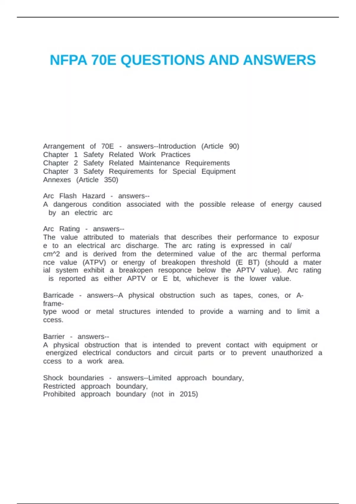 Package deal NFPA 70E FINAL EXAM 2023 WITH 100% CORRECT ANSWERS - Stuvia US