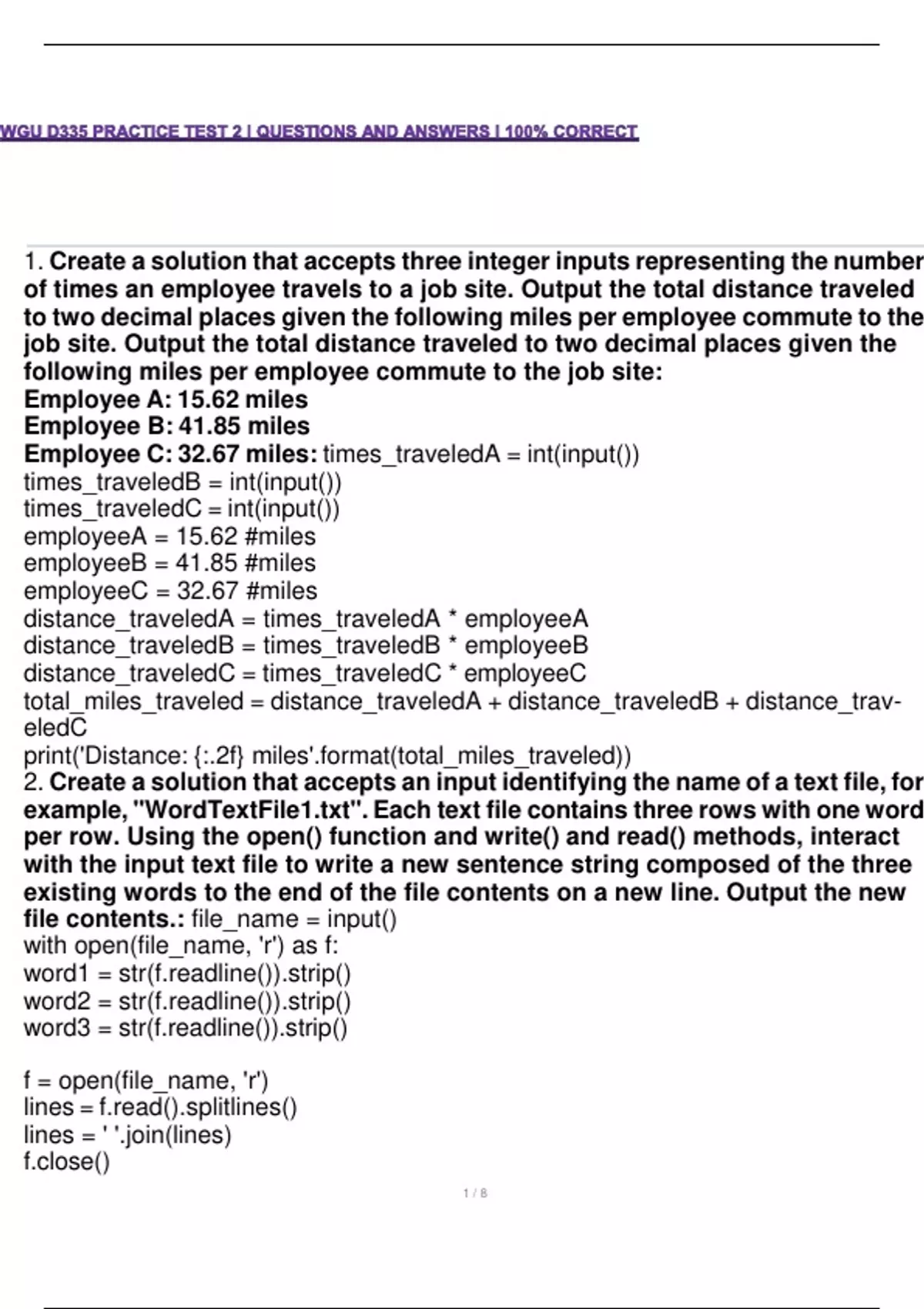 WGU D335 PRACTICE TEST 2 | QUESTIONS AND ANSWERS | 100% CORRECT - WGU ...