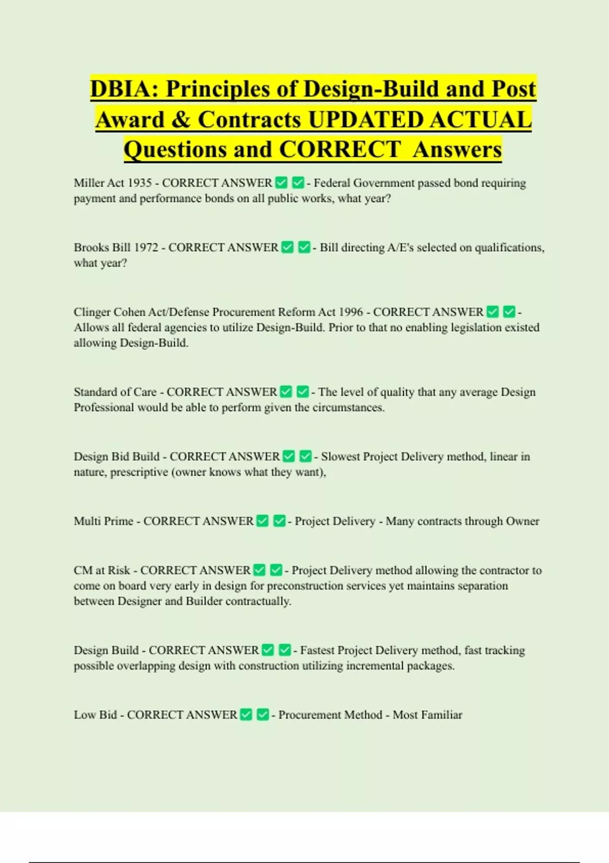 DBIA: Principles of Design-Build and Post Award & Contracts UPDATED ...