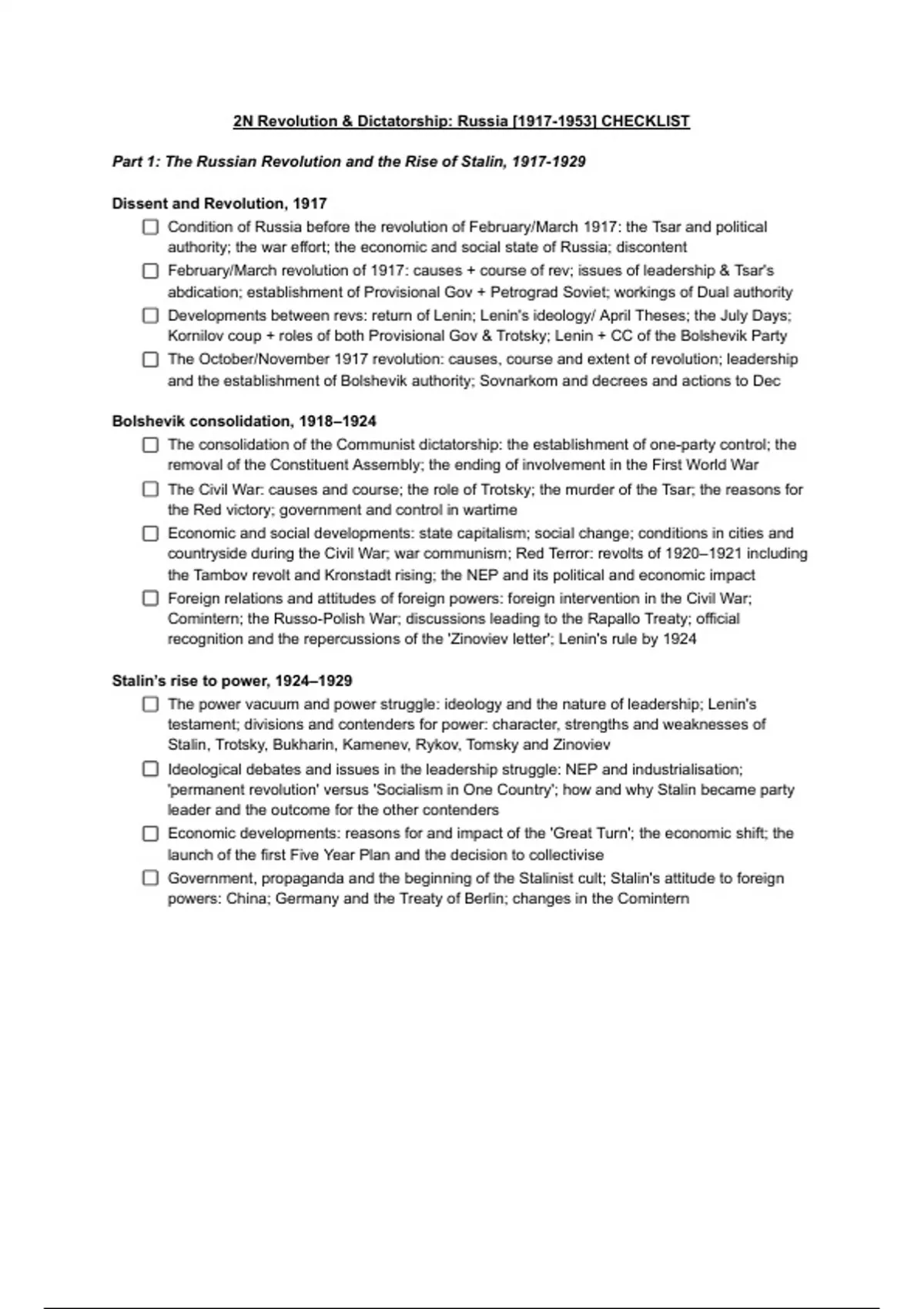 AQA A LEVEL HISTORY: 2N Revolution & Dictatorship: Russia A* Essay ...