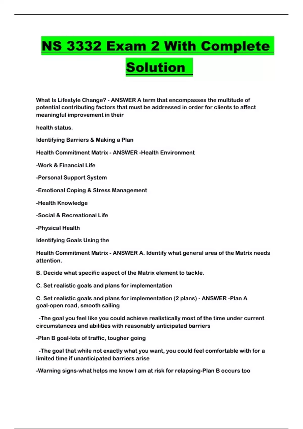 NS 3332 Exam 2 With Complete Solution - NS 3332 - Stuvia US