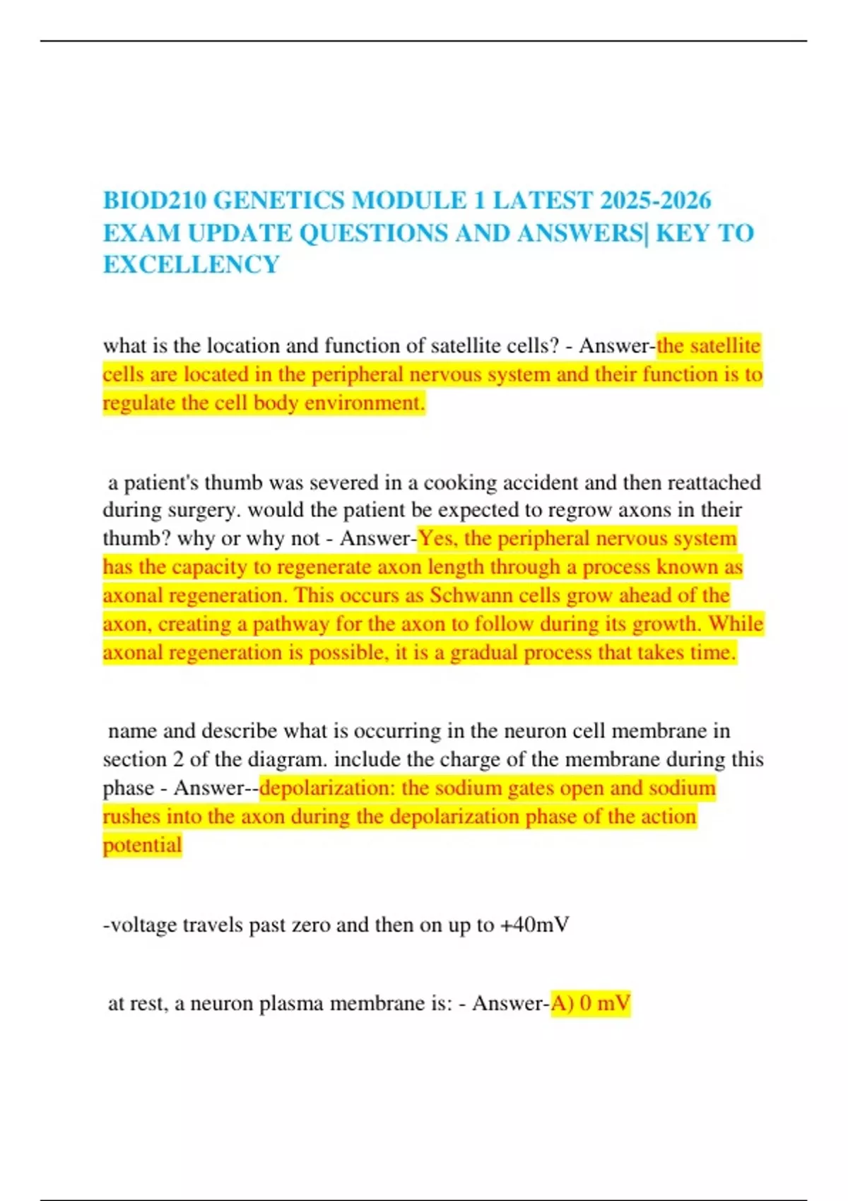 BIOD210 GENETICS MODULE 1 LATEST EXAM UPDATE QUESTIONS AND ANSWERS| KEY ...