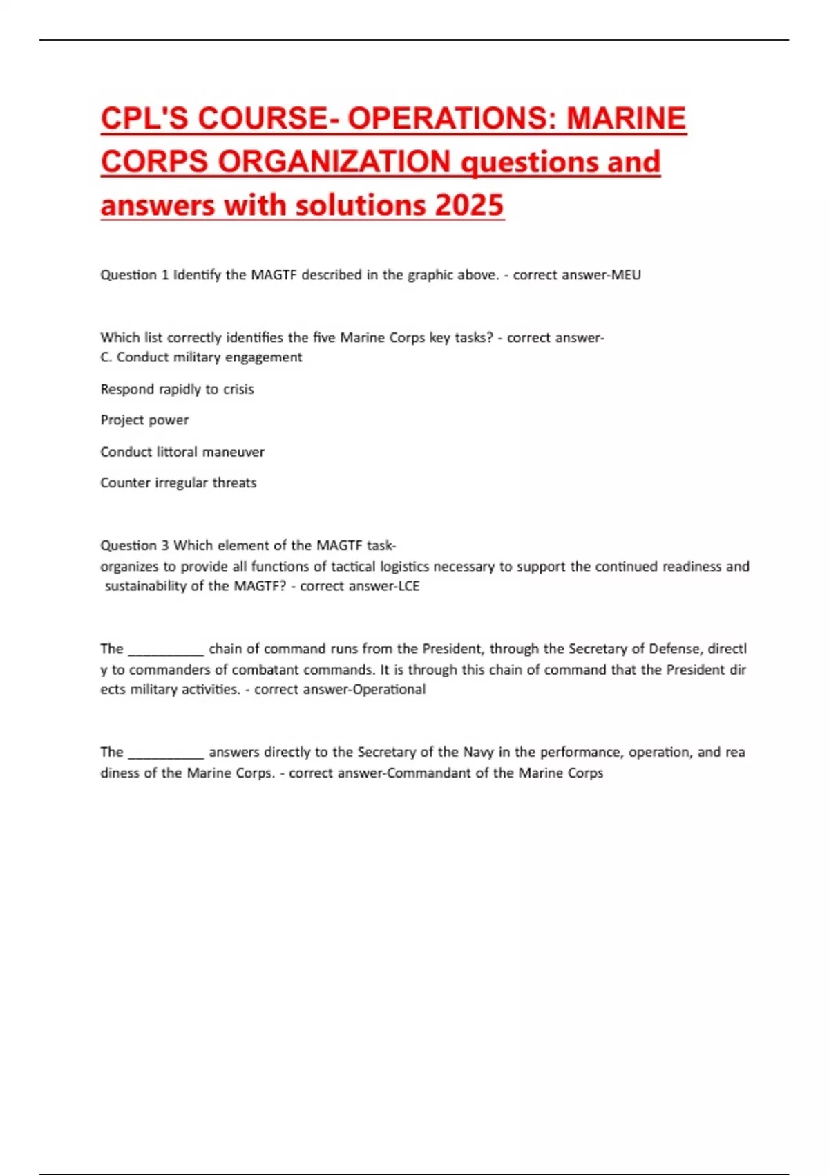 CPL-S COURSE Questions & 100% Verified Answers Pack| Latest Update ...