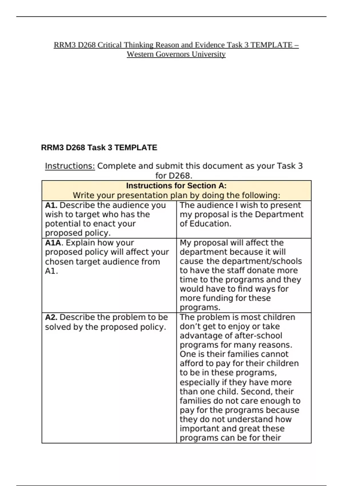 RRM3 D268 Critical Thinking Reason and Evidence Task 3 TEMPLATE ...