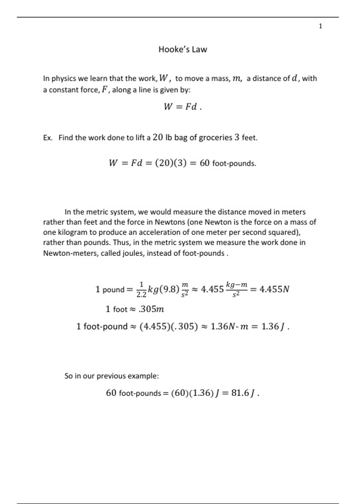 Calculus 2-Hooke_s-Law, guaranteed 100% Pass - Math - Stuvia US