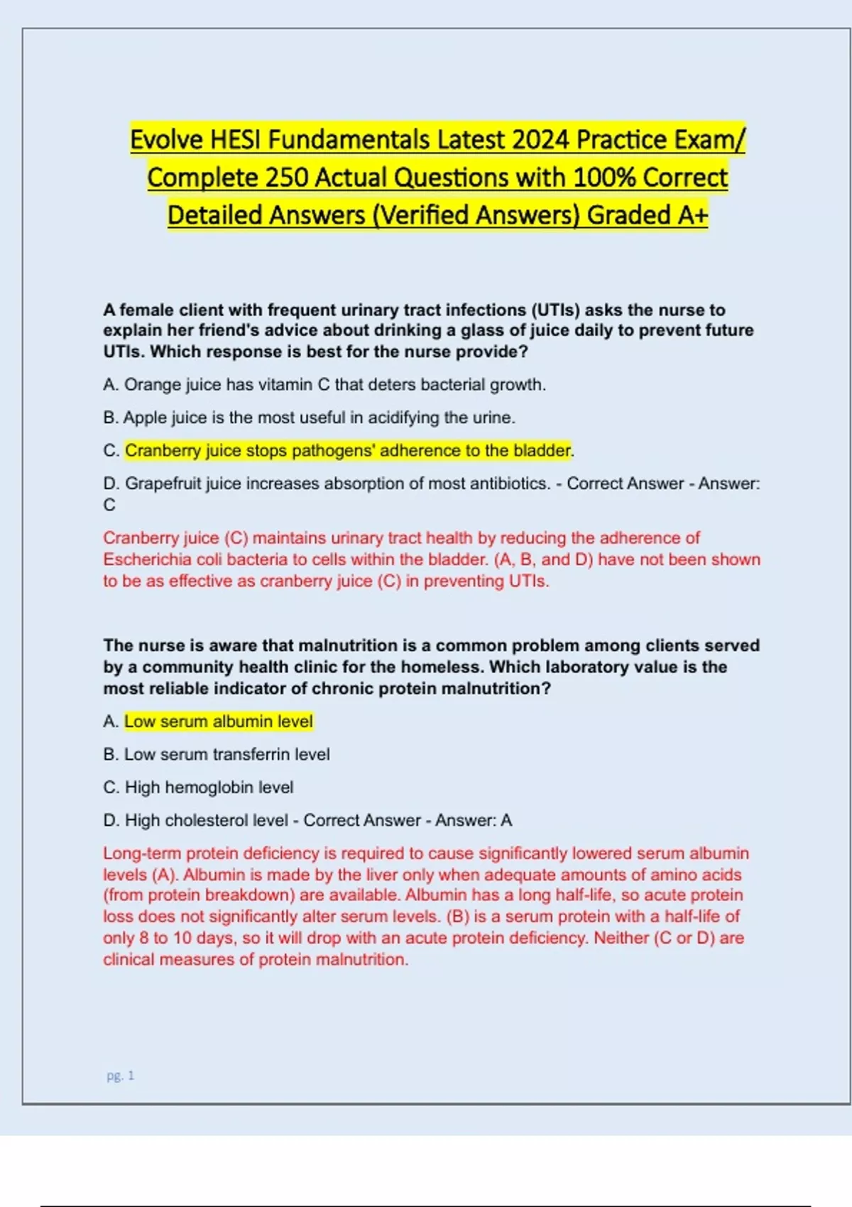 EVOLVE HESI FUNDAMENTALS LATEST 2024 TEST BANK| COMPLETE 250 REAL EXAM ...