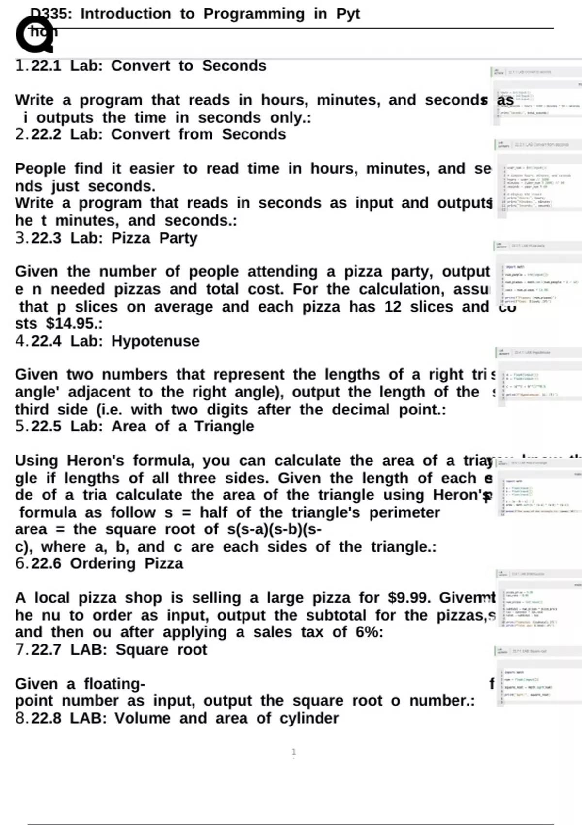 INTRODUCTION TO PROGRAMMING IN PYTH QUESTIONS WITH COMPLETE SOLUTIONS - D335 Python Endgame Fun ...