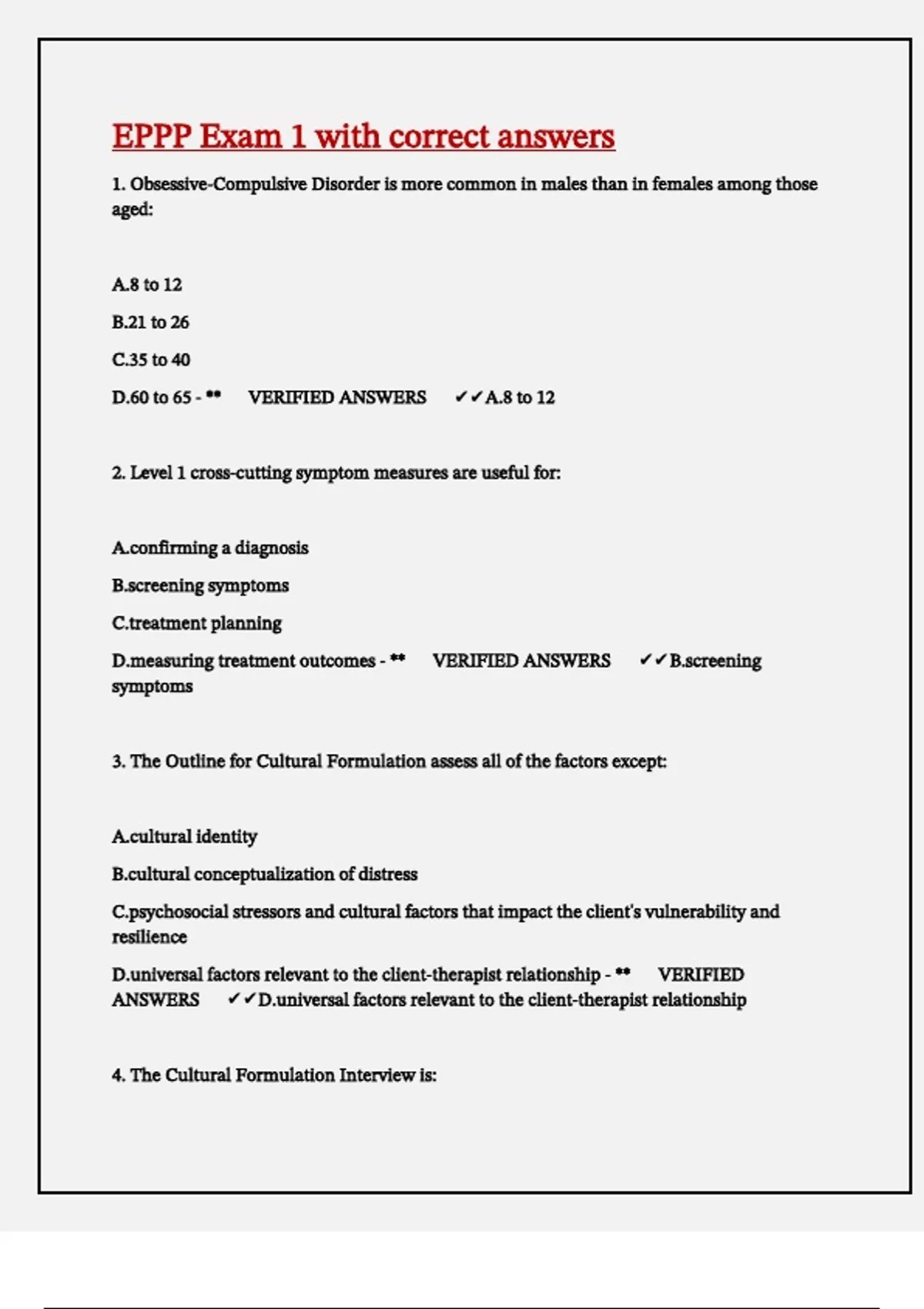 EPPP Exam bundle 2025 - Stuvia US