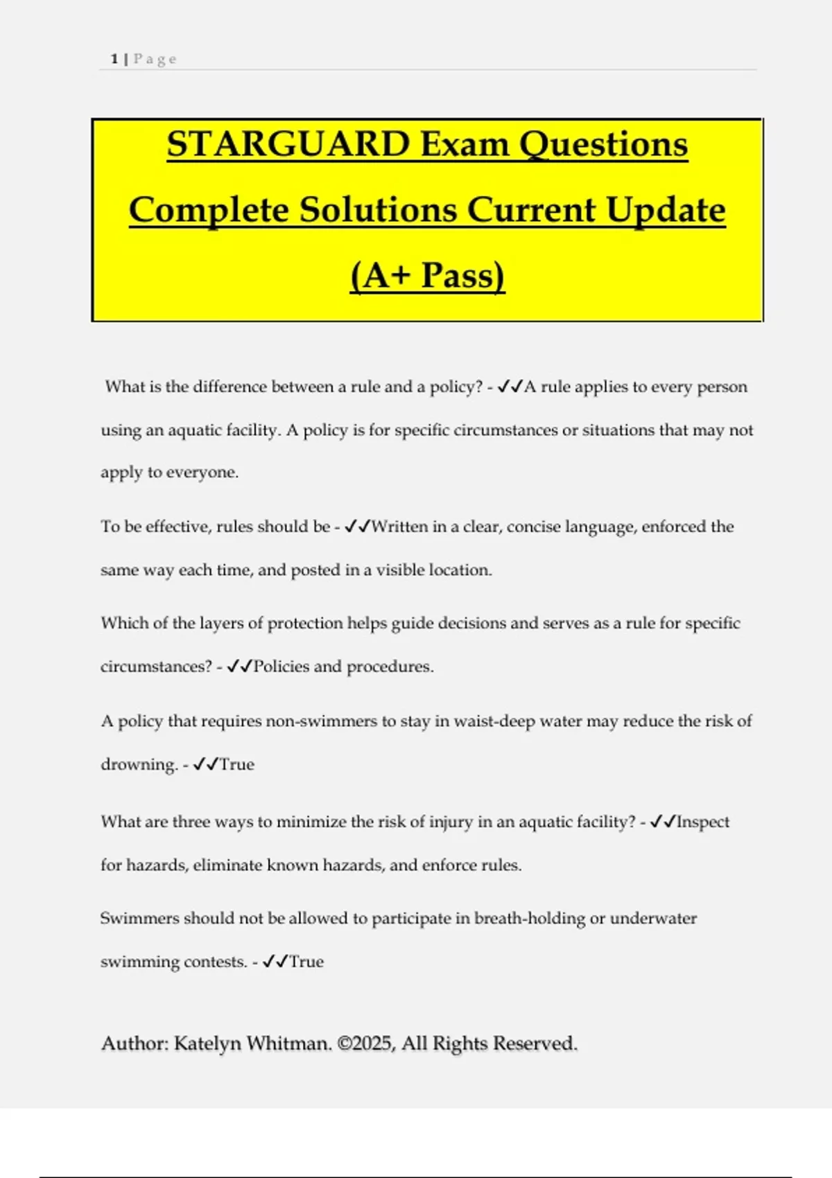 STARGUARD Exam Questions Complete Solutions Current Update (A+ Pass ...