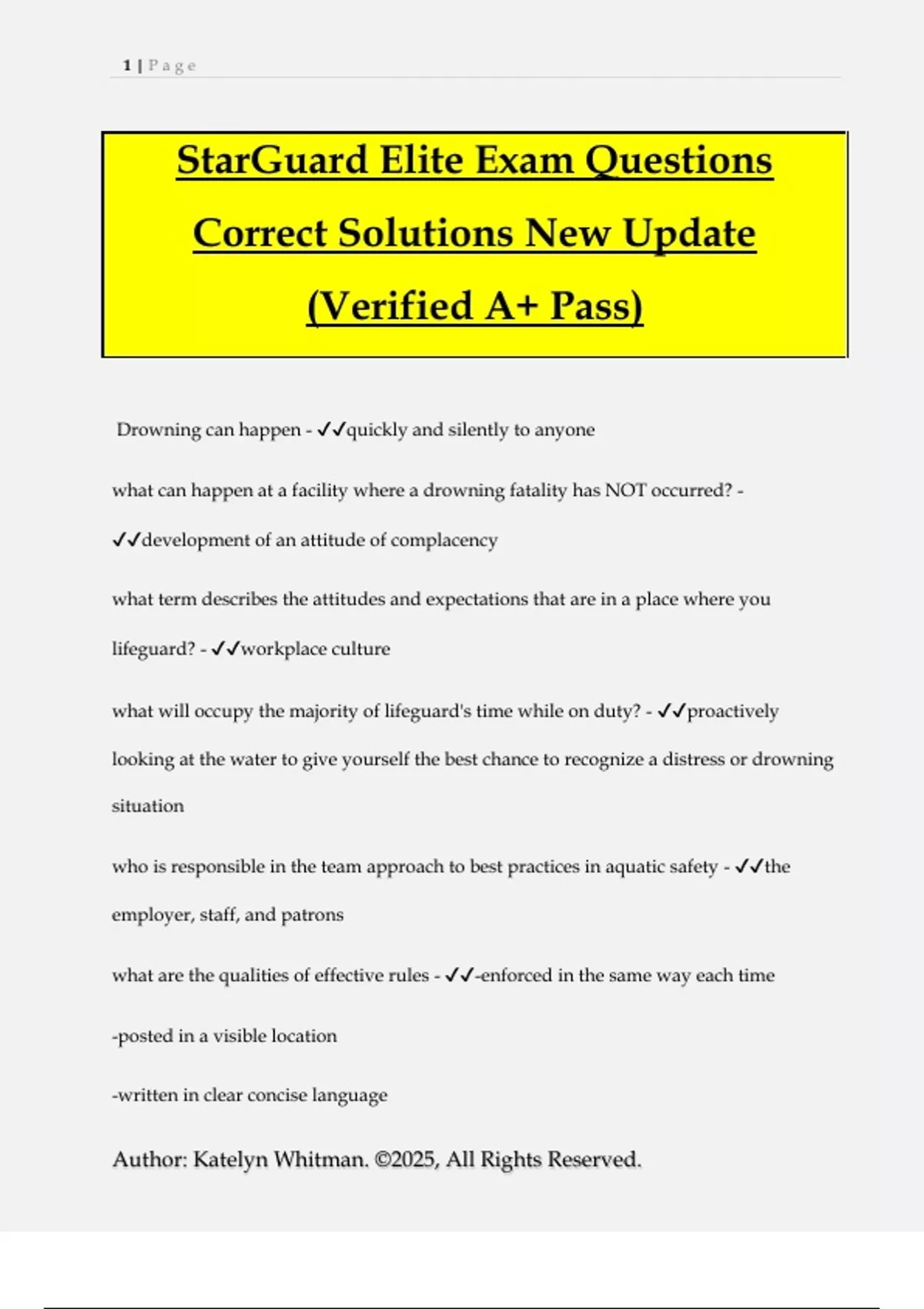 StarGuard Elite Exam Questions Correct Solutions New Update (Verified ...