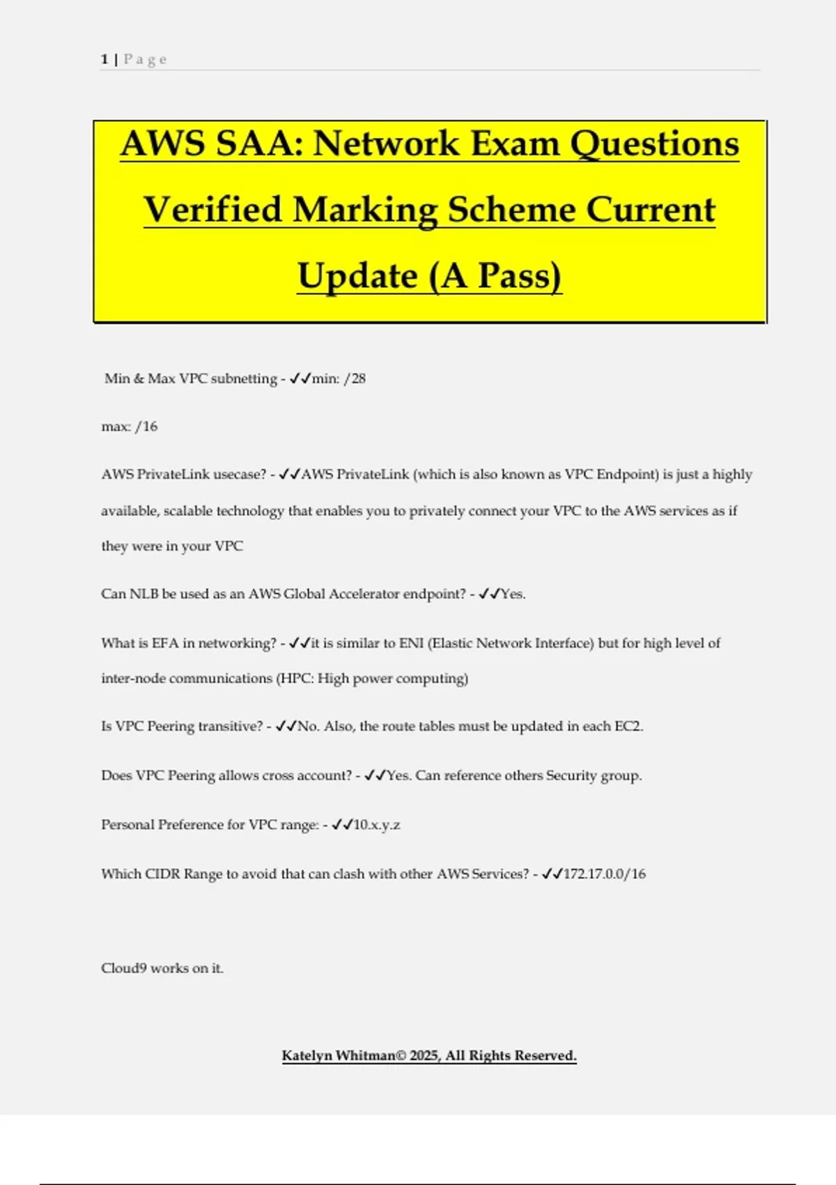 AWS SAA: Network Exam Questions Verified Marking Scheme Current Update ...