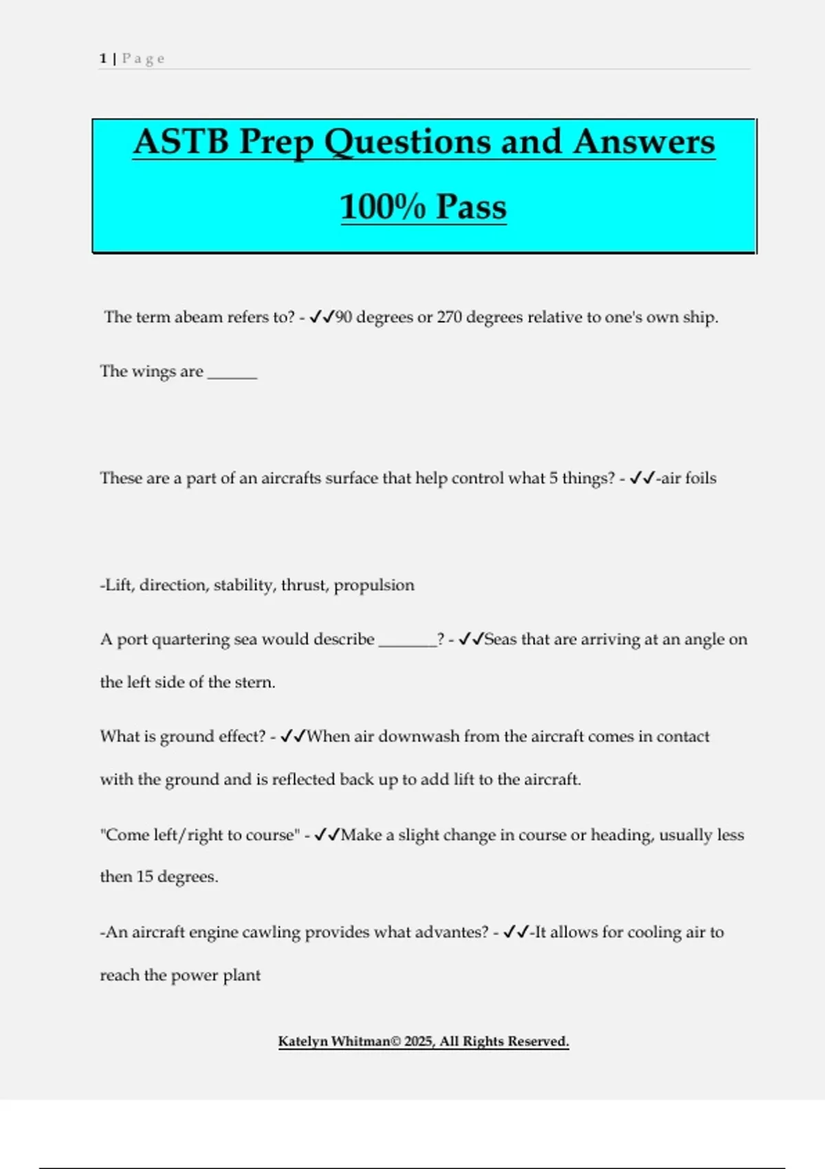 ASTB Prep Questions and Answers 100% Pass - ASTB - Stuvia US