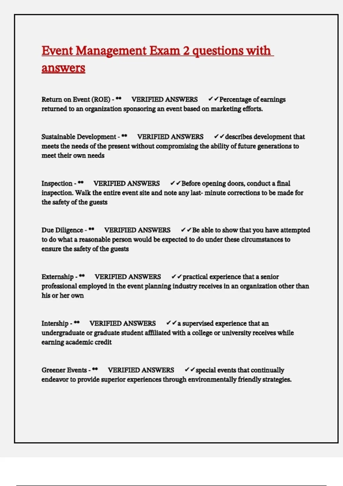 Event Management Exam 2 questions with answers - Virtual Event ...