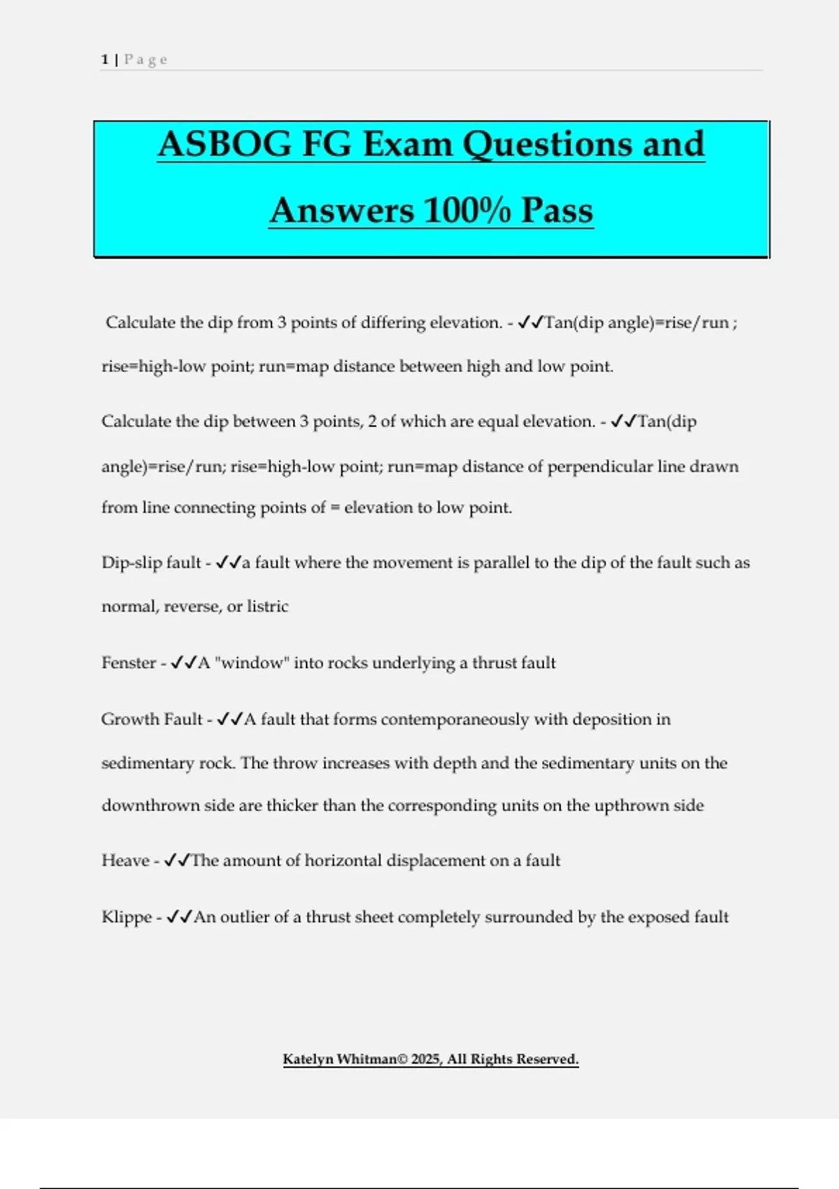 ASBOG FG Exam Questions and Answers 100% Pass - ASBOG FG - Stuvia US