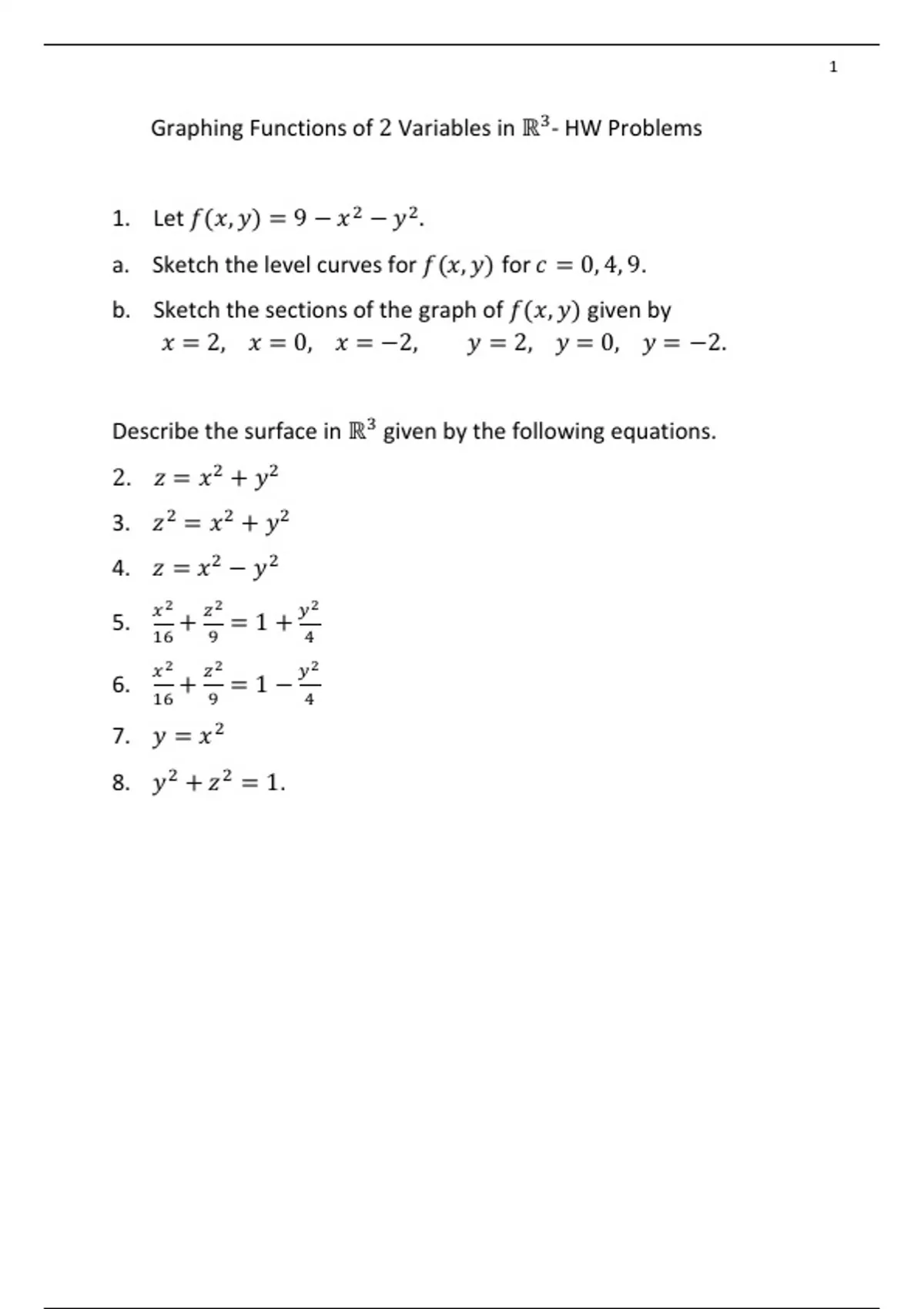 Calculus-3-Graphing-Functions-of-2-Variables-in-R3 Questions ...