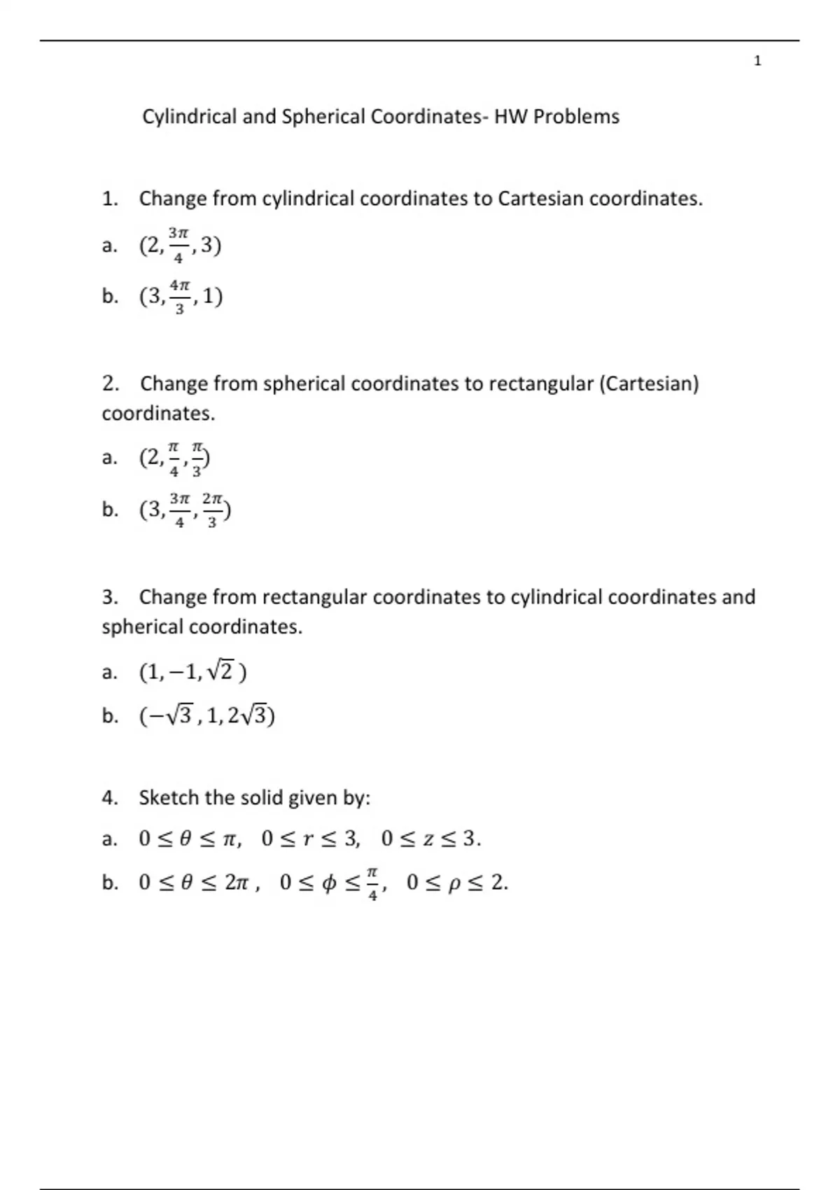 Calculus 3-Cylindrical and Spherical Coordinates Questions, guaranteed ...