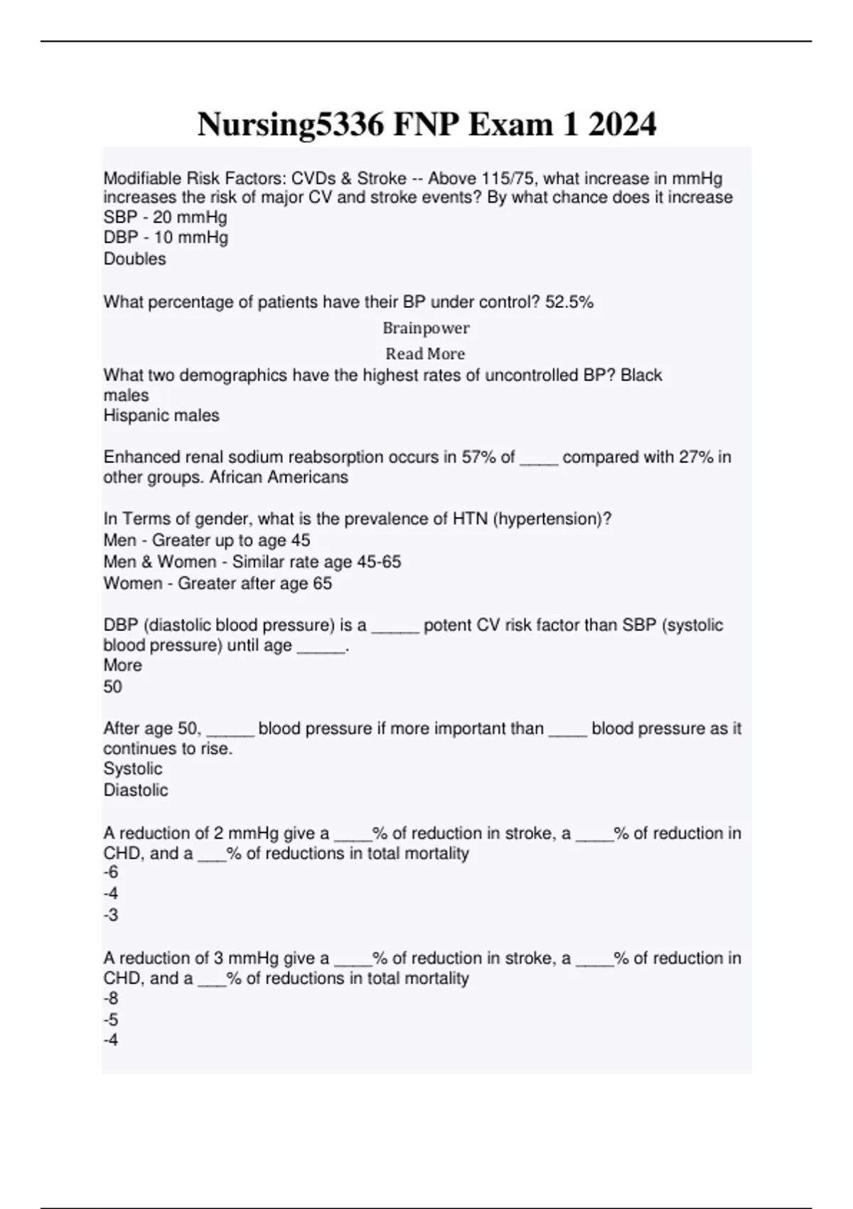 Nursing5336 FNP Exam 1 2024 – Comprehensive Study Guide & Practice ...