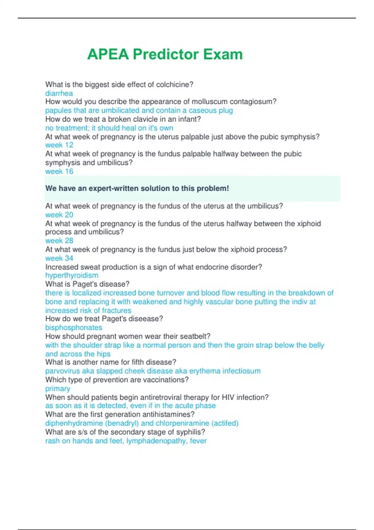 APEA Predictor Exam questions and answers 100% complete solution 2025 - APEA Predictor - Stuvia US