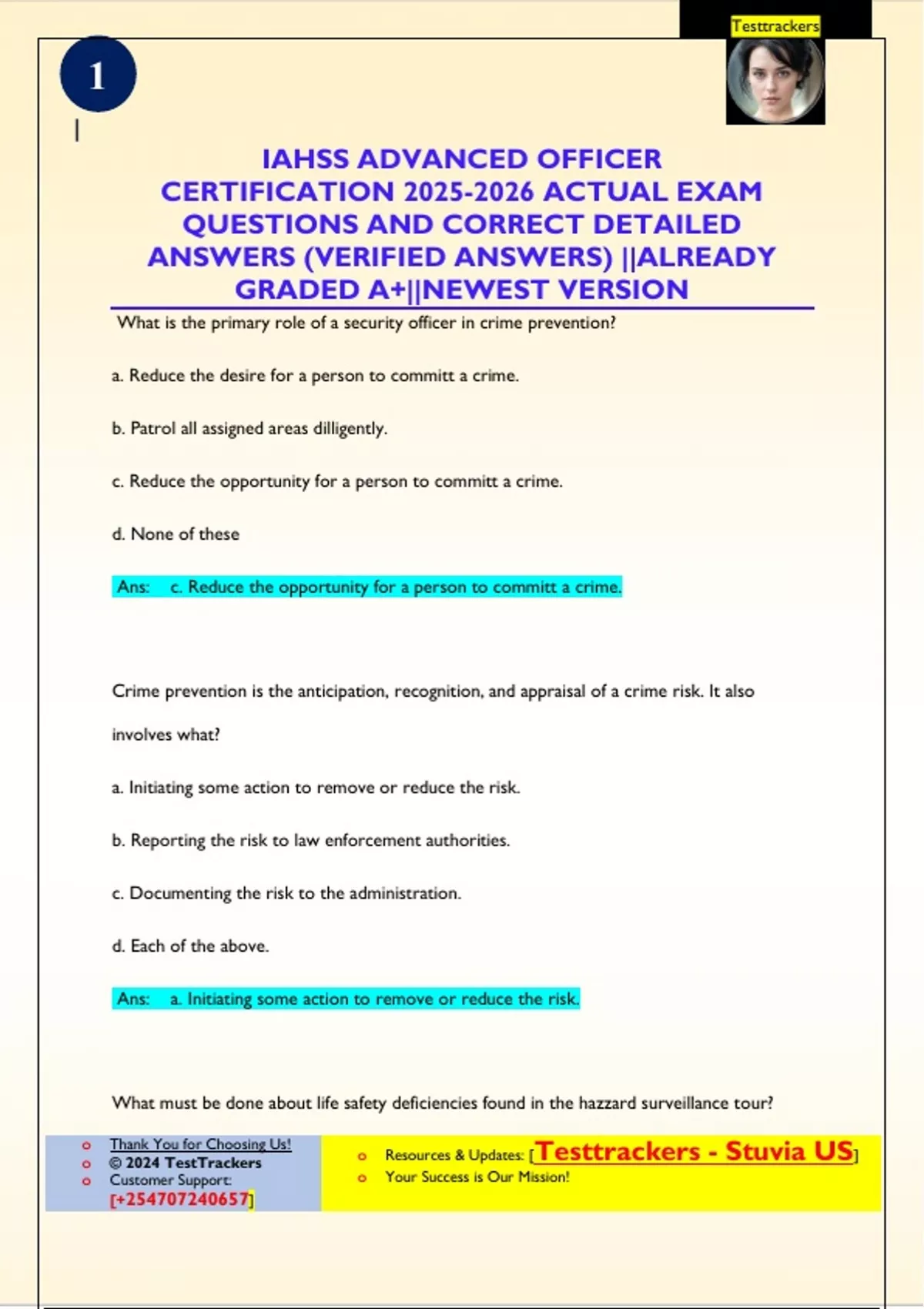 IAHSS ADVANCED OFFICER CERTIFICATION ACTUAL EXAM QUESTIONS AND CORRECT ...