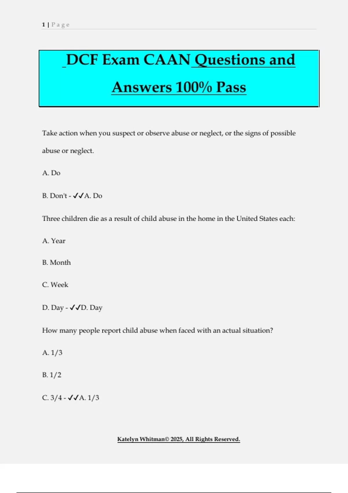 DCF Exam CAAN Questions and Answers 100% Pass - CAAN DCF - Stuvia US