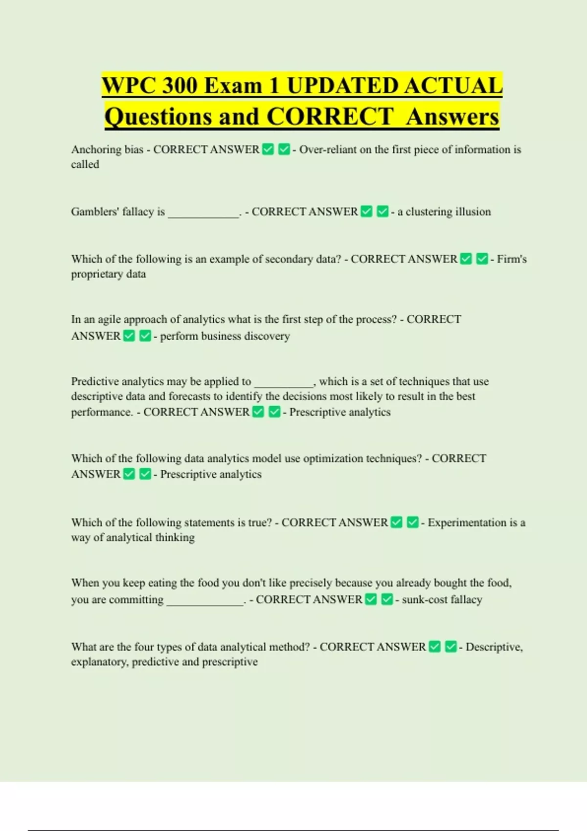 WPC 300 Exam 1 UPDATED ACTUAL Questions and CORRECT Answers - WPC 300 ...