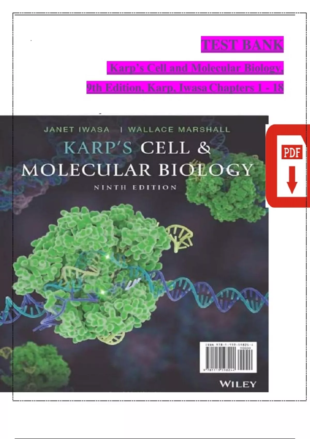 TEST BANK For Karp’s Cell and Molecular Biology, 9th Edition by Gerald ...