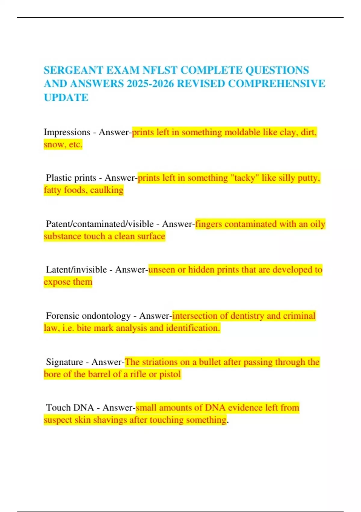 SERGEANT EXAM NFLST COMPLETE QUESTIONS AND ANSWERS REVISED ...